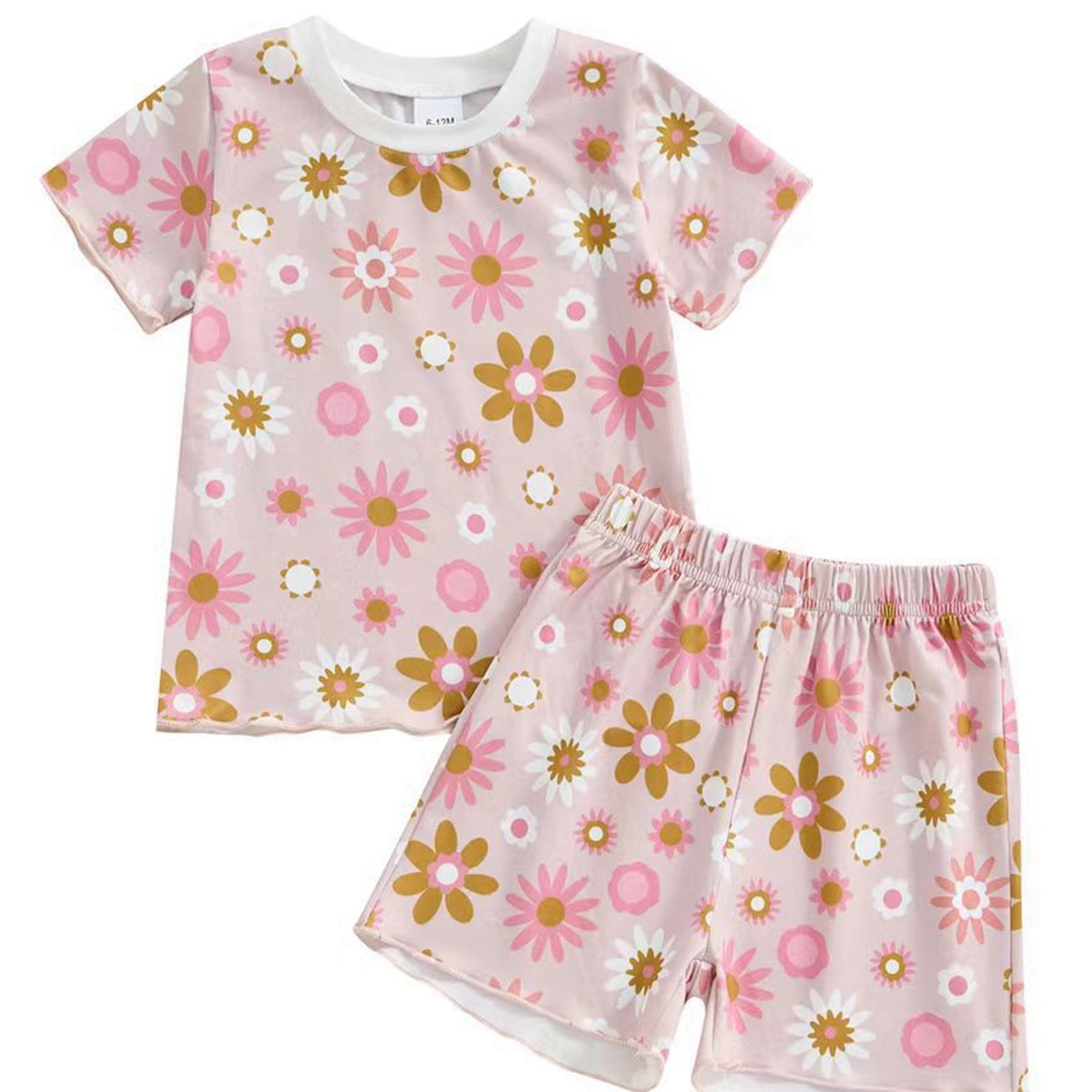 Hiijoy Infant Girls Pajamas Floral Short Sleeve T-Shirt Shorts ...