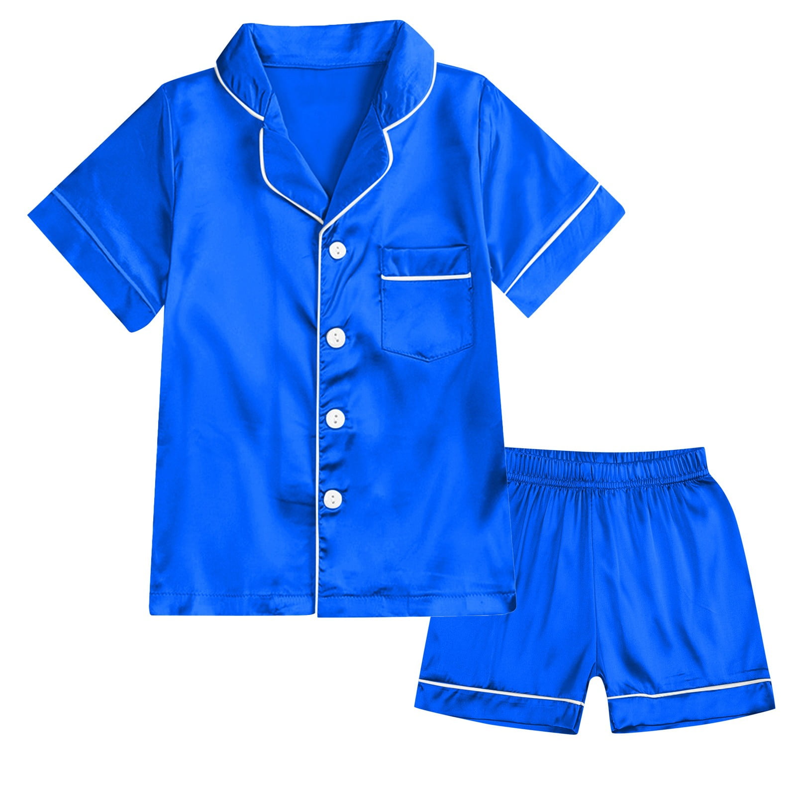 Hiijoy Infant Girls Satin Silk Pajama Sets Solid Short Sleeves Shirt ...