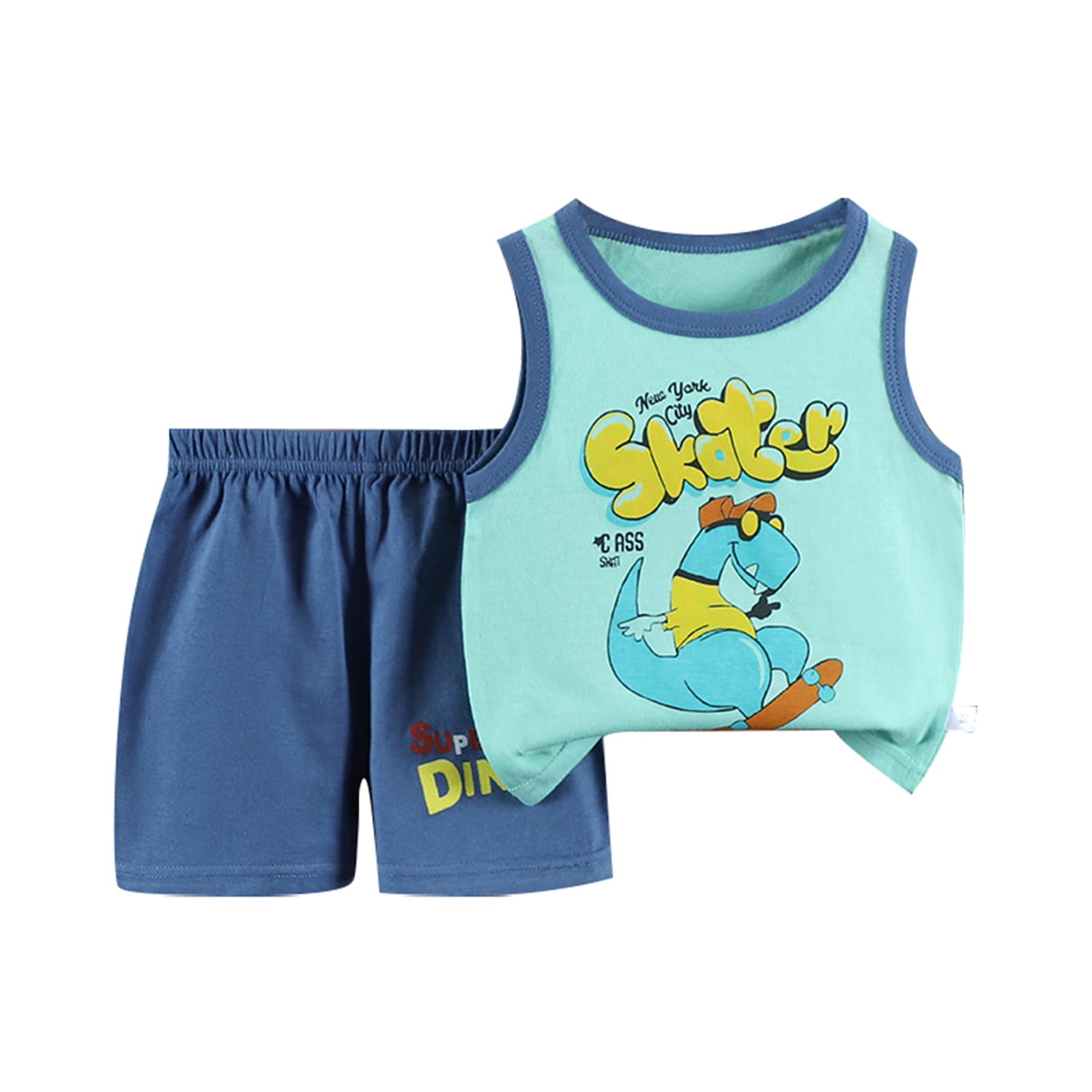 Hiijoy Kids Cartoon Cute Tank Top & Shorts Outfits Boys Girls Summer ...