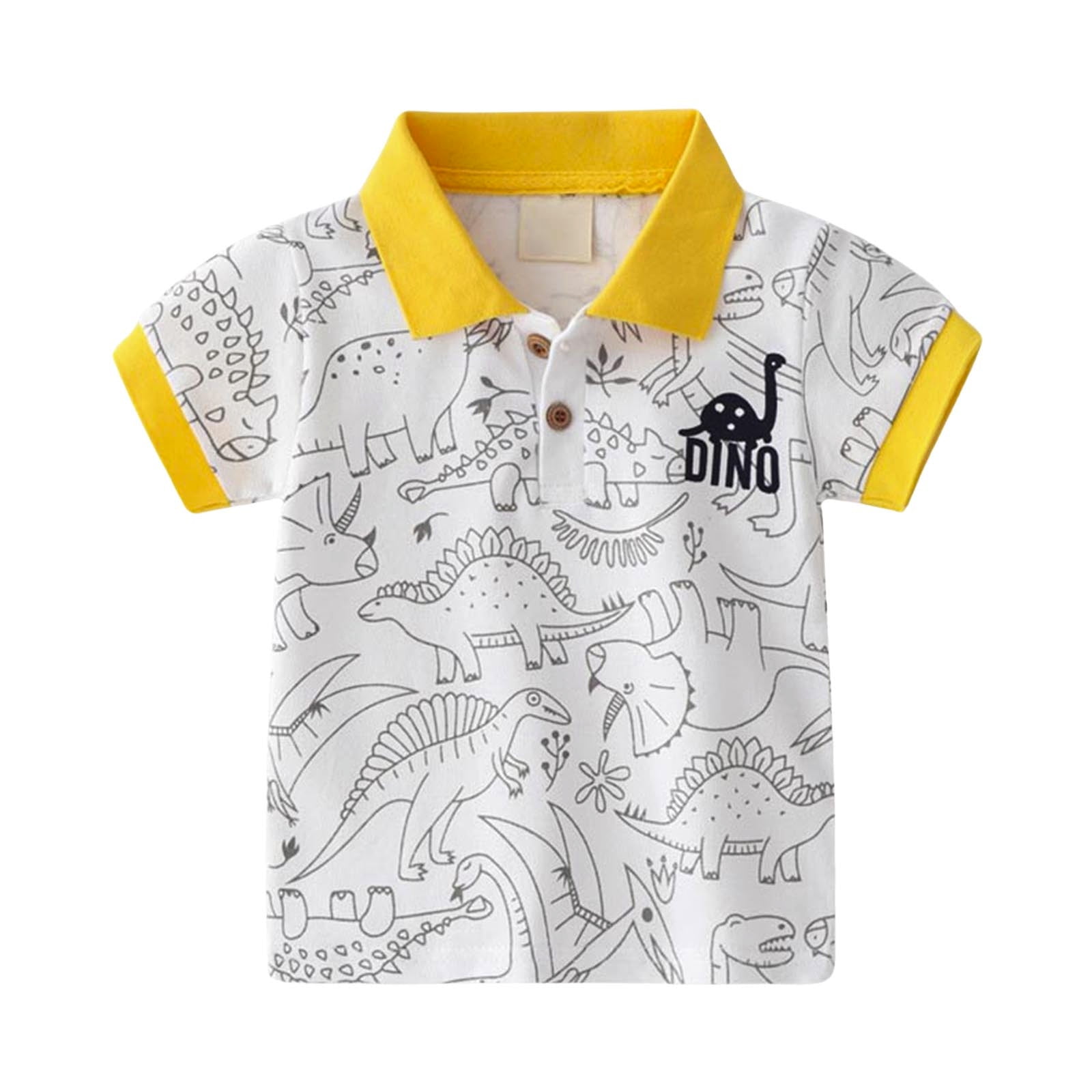 Hiijoy Little Boy's Polo Shirt Cartoon Prints Short Sleeve T-Shirt Kids ...