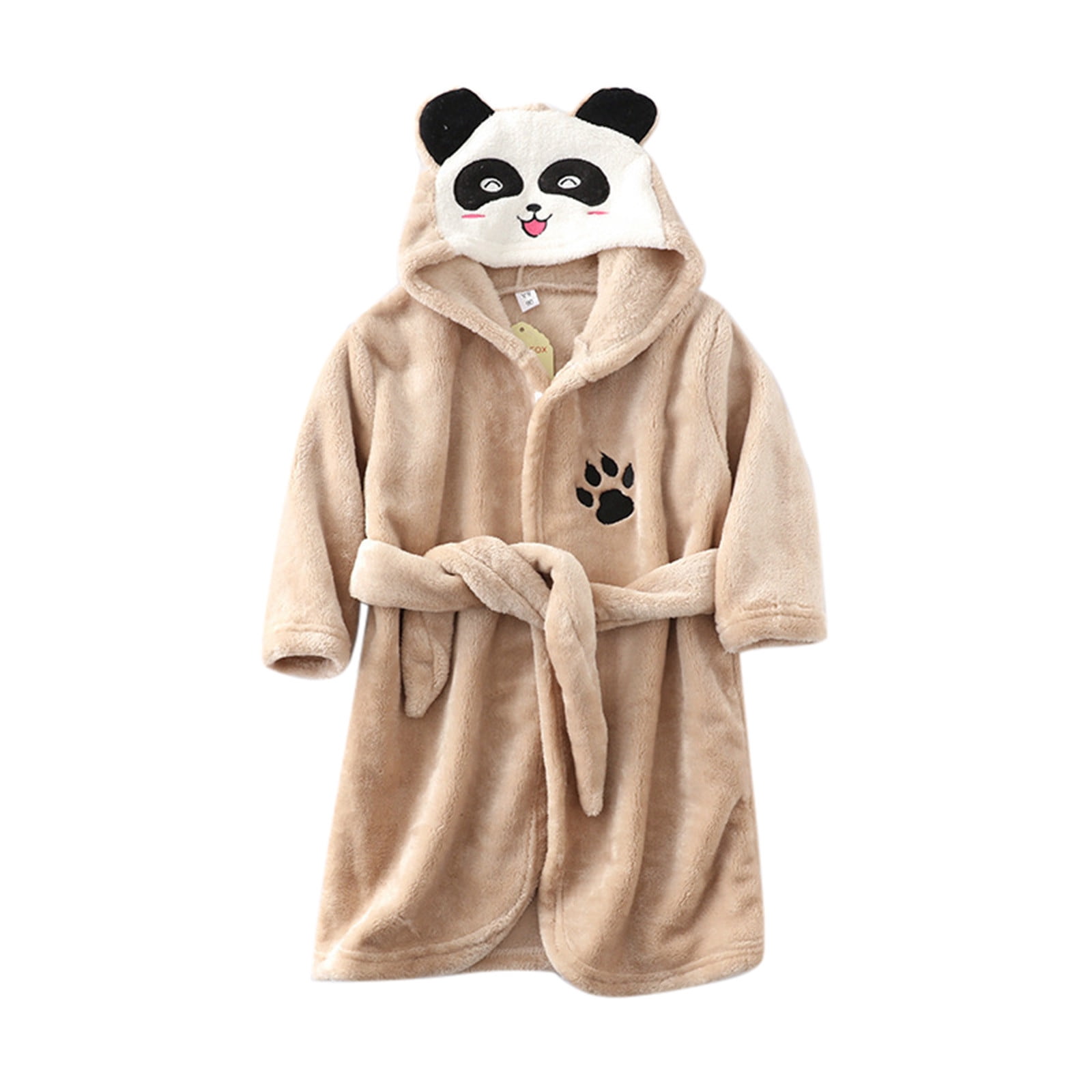 Hiijoy Little Boys Cartoon Panda Flannel Hooded Bathrobe Soft Sleepwear ...