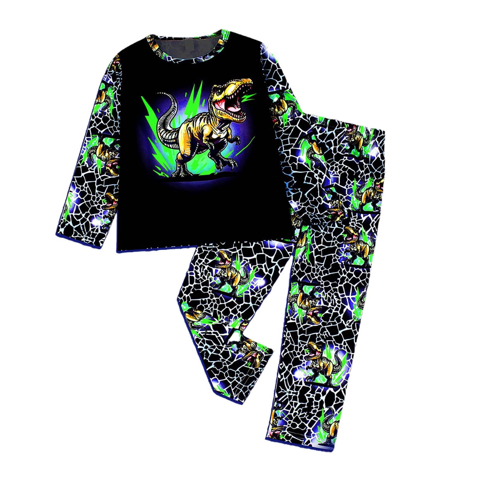 Hiijoy Little Boys Pajamas Cartoon Print Long Sleeves T-Shirt and Pant ...