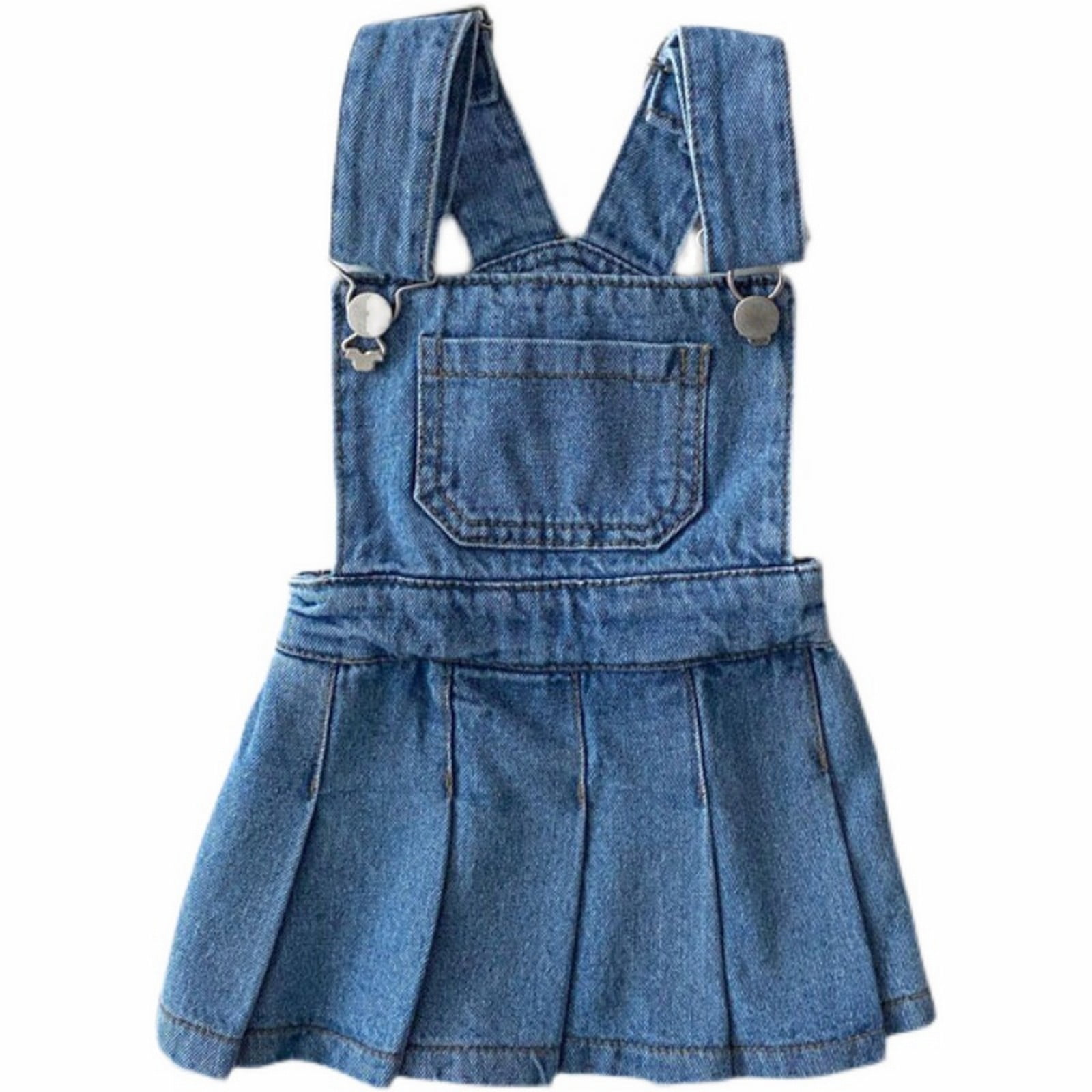 Hiijoy Little Girls Denim Jumper Dress Summer Pleated Sleeveless ...