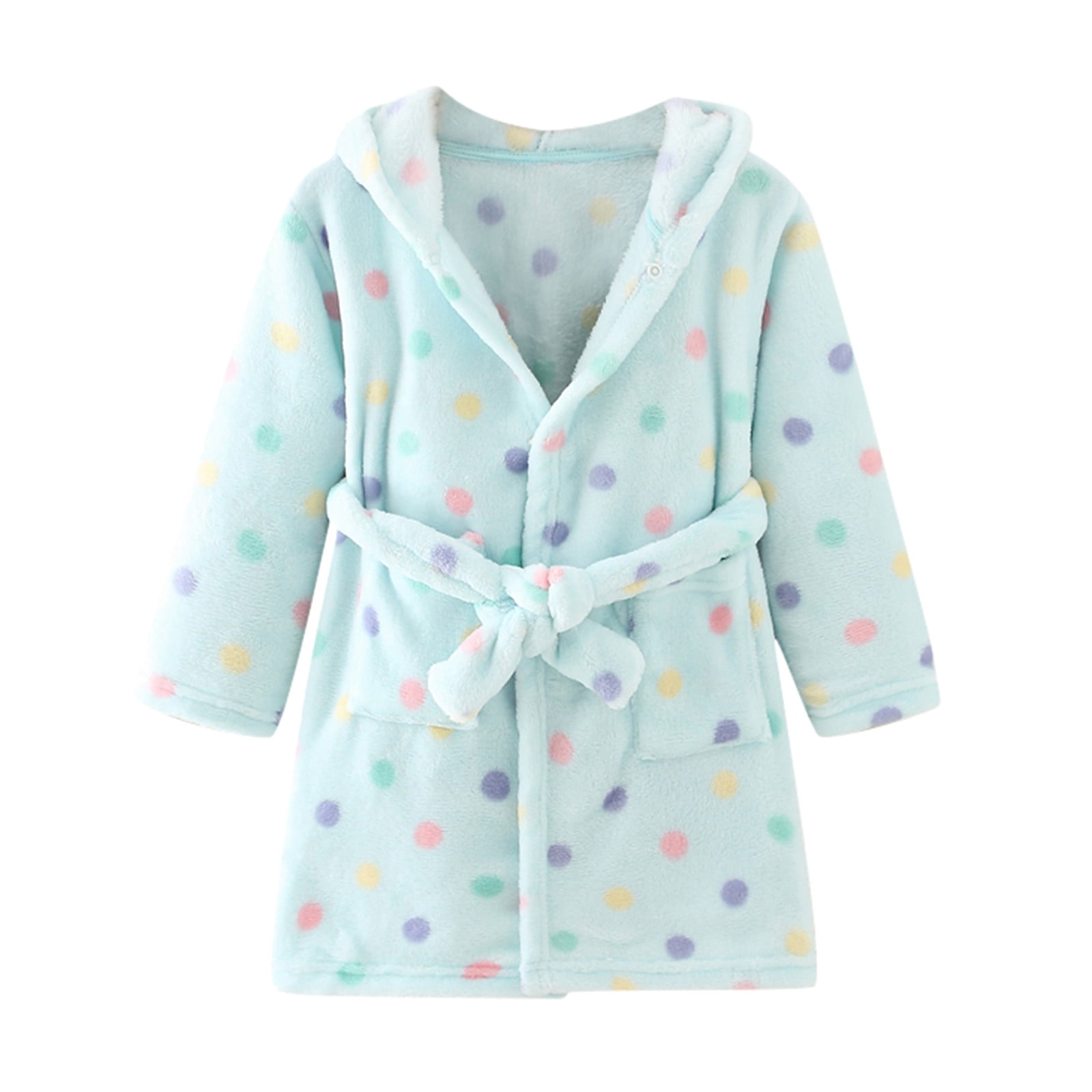 Hiijoy Little Girls Flannel Bathrobe Hooded Thick Warm Night-Robe ...