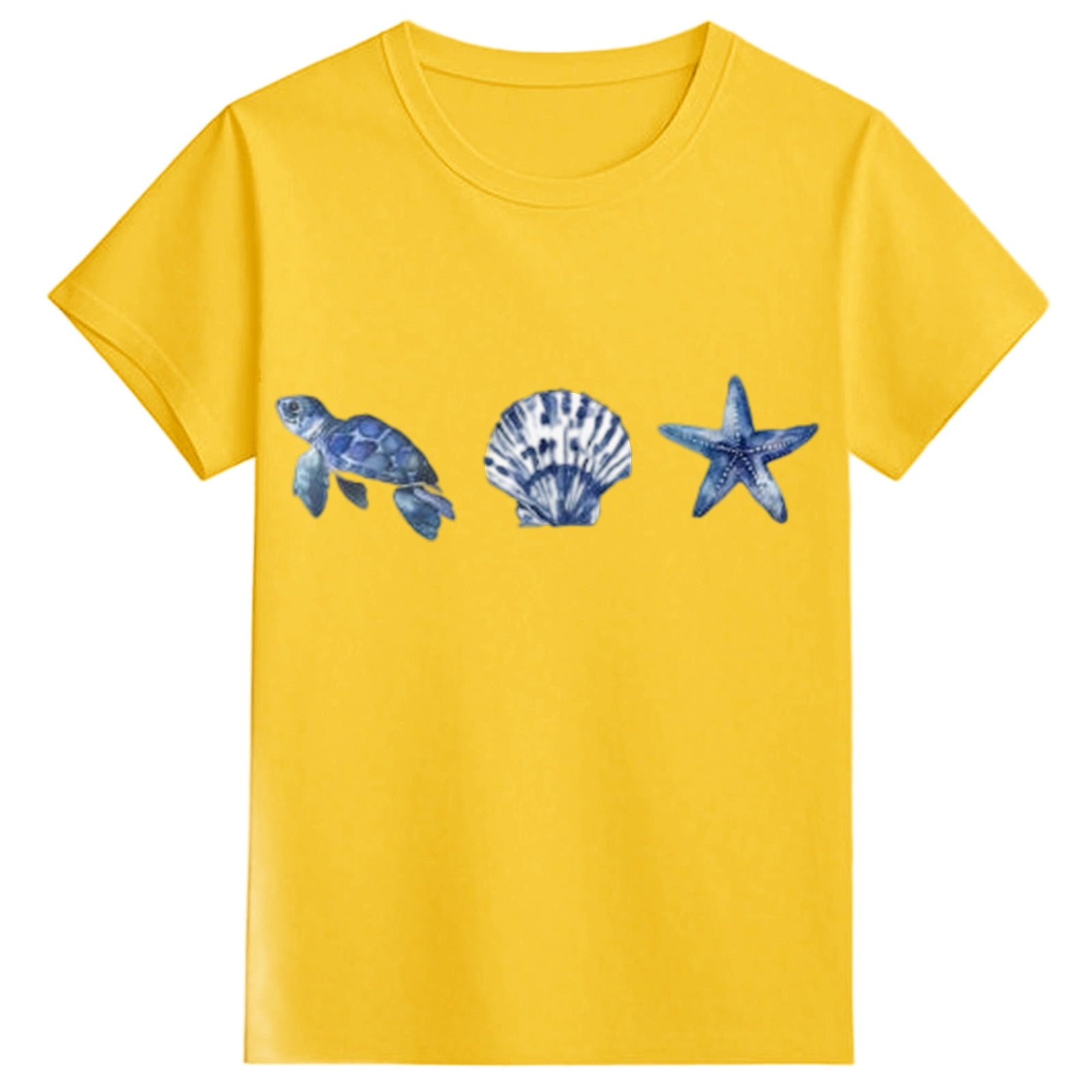 Hiijoy Little Girls Ocean Graphic T-Shirt Summer Short Sleeve Crew Neck ...