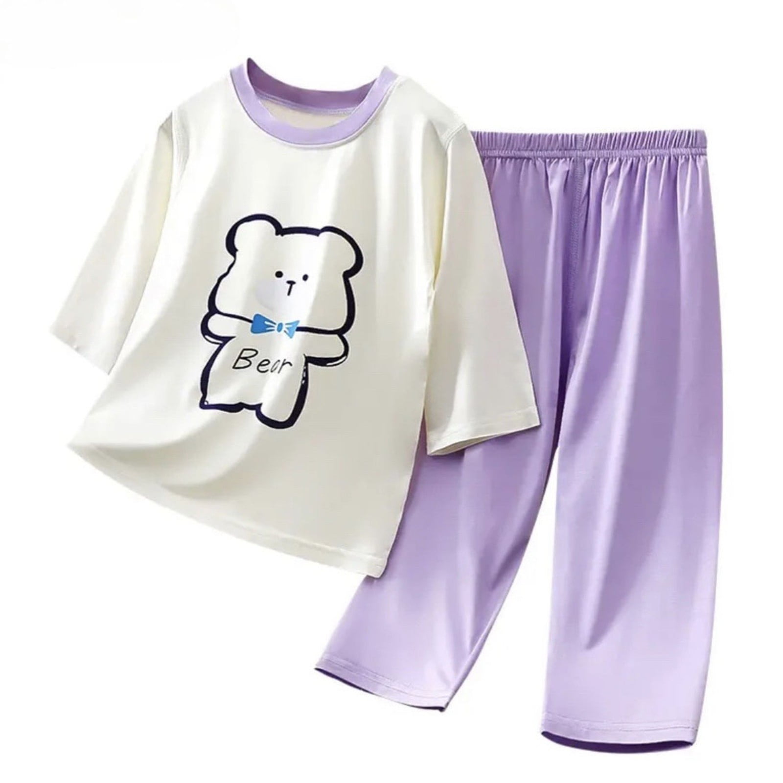 Hiijoy Little Girls Pajamas Cartoon Print 3/4 Sleeve T-Shirt Pants ...