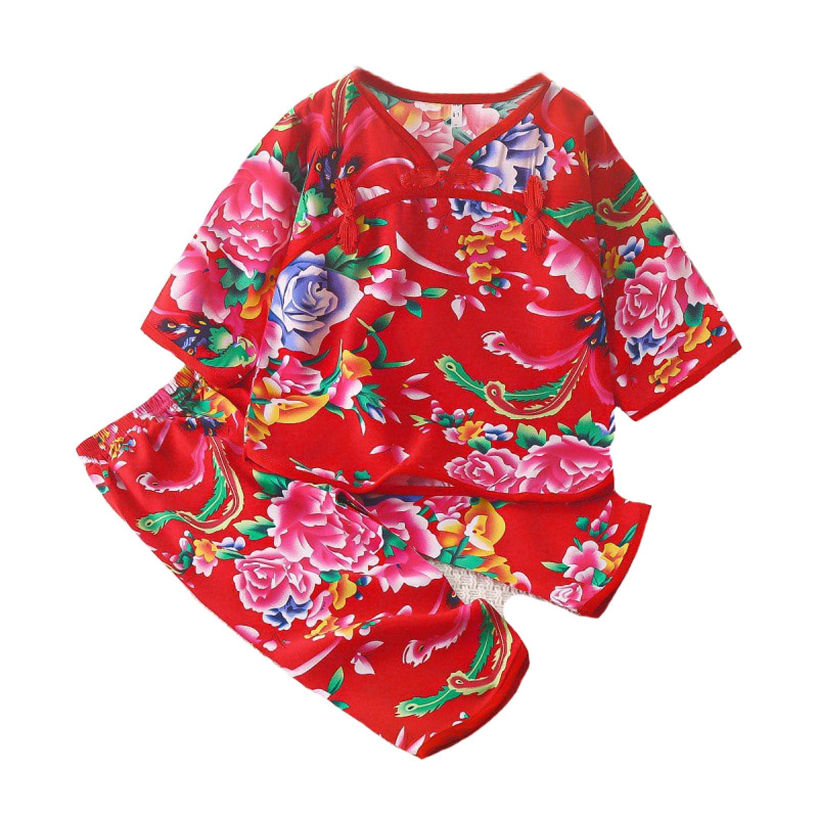 Hiijoy Little Girls Pajamas Chinese Traditional Hanfu-Style Sleepwear ...