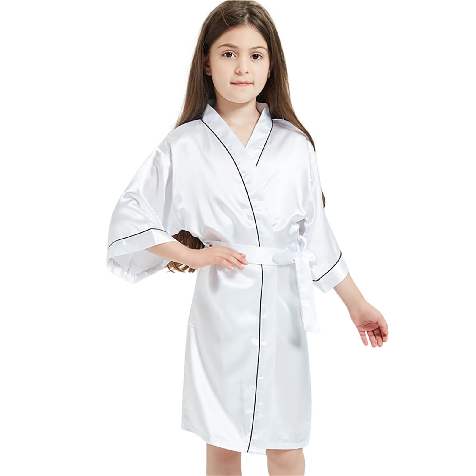 Hiijoy Little Girls Silk Satin Bathrobe Kimono Robes Nightgown ...