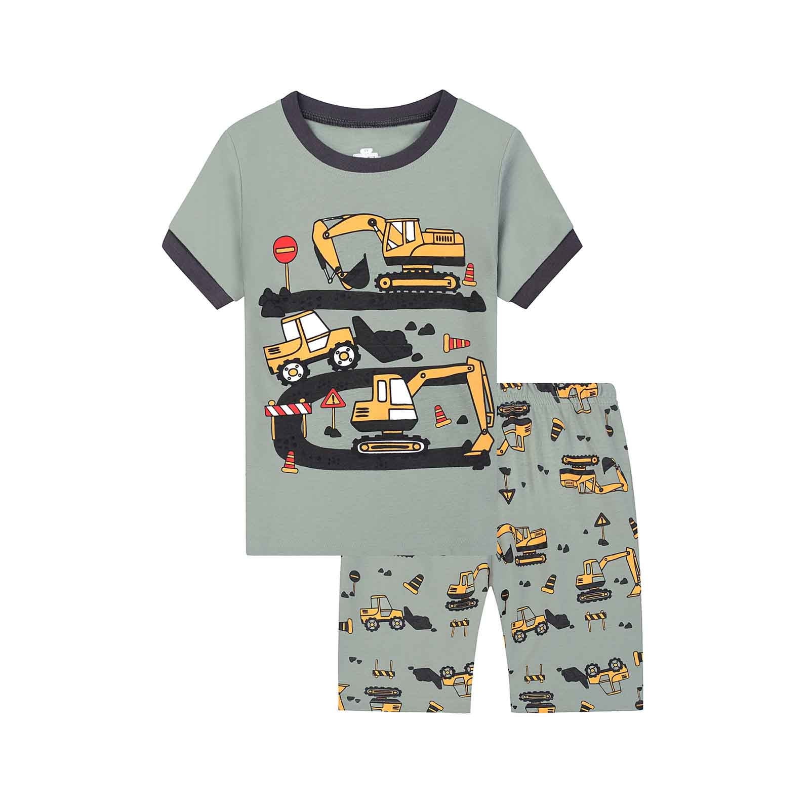 Hiijoy Toddler Boys Pajama Sets Cartoon Print Short Sleeve T Shirt ...