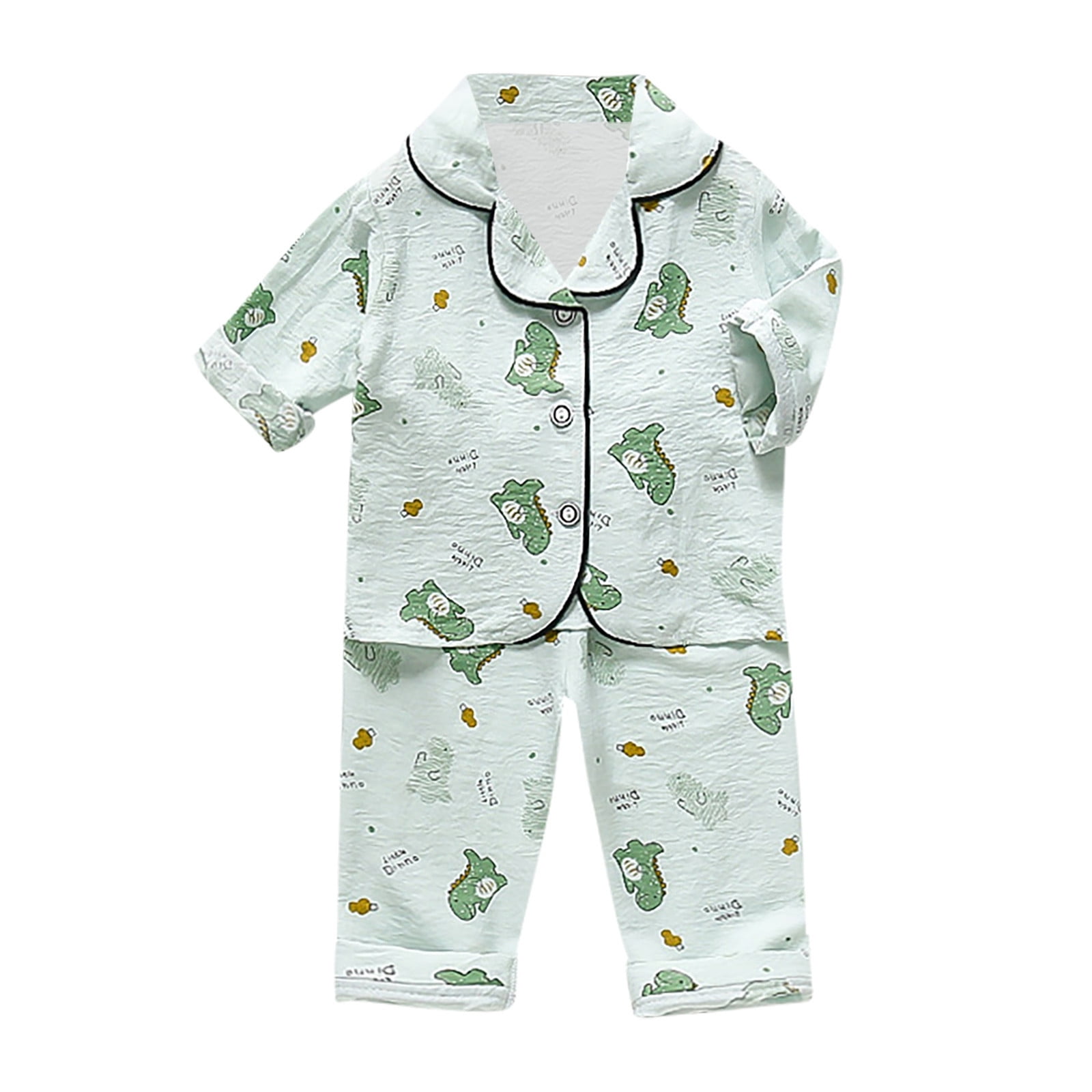 Hiijoy Toddler Boys Pajamas Cartoon Print Long Sleeve Button Down Shirt ...