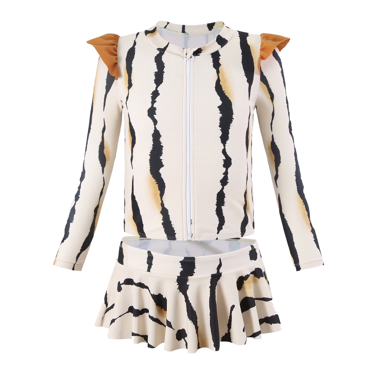 Hiijoy Toddler Girl Swimsuit Long Sleeve Rash Guard Beach Skirt Bathing ...