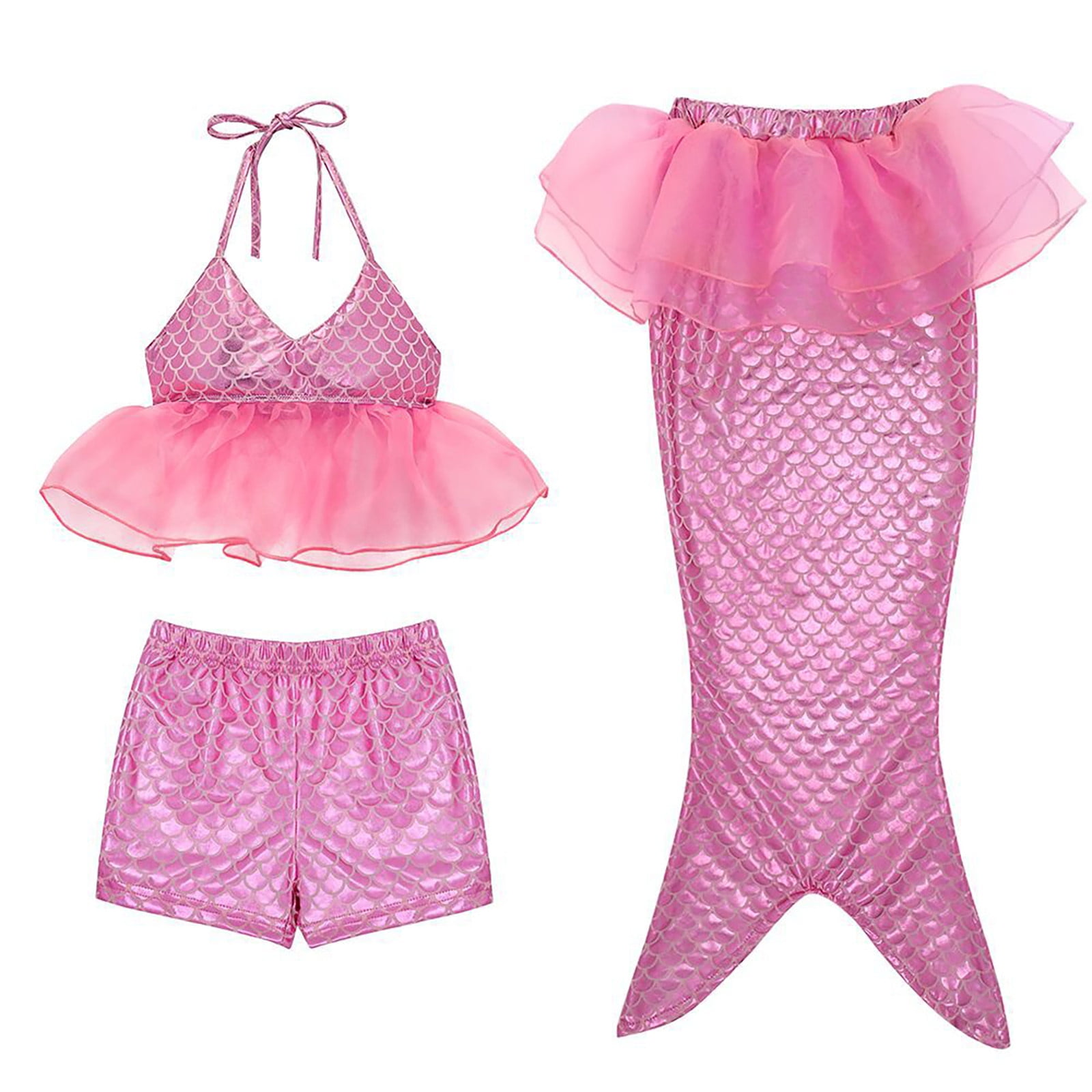 Hiijoy Toddler Girls Bikini Swimsuit with Fish Tail Skirt Bathing Suit ...