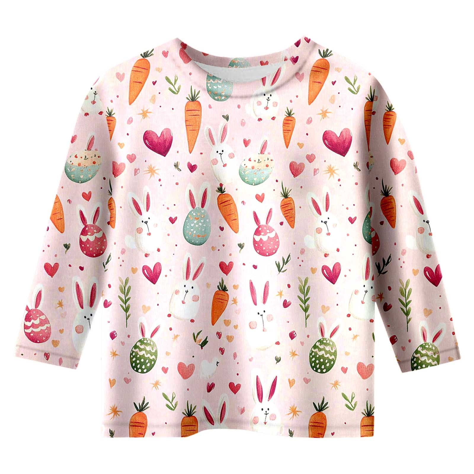 Hiijoy Toddler Girls Easter Tshirt 3/4 Sleeve Round Neck T-Shirt ...