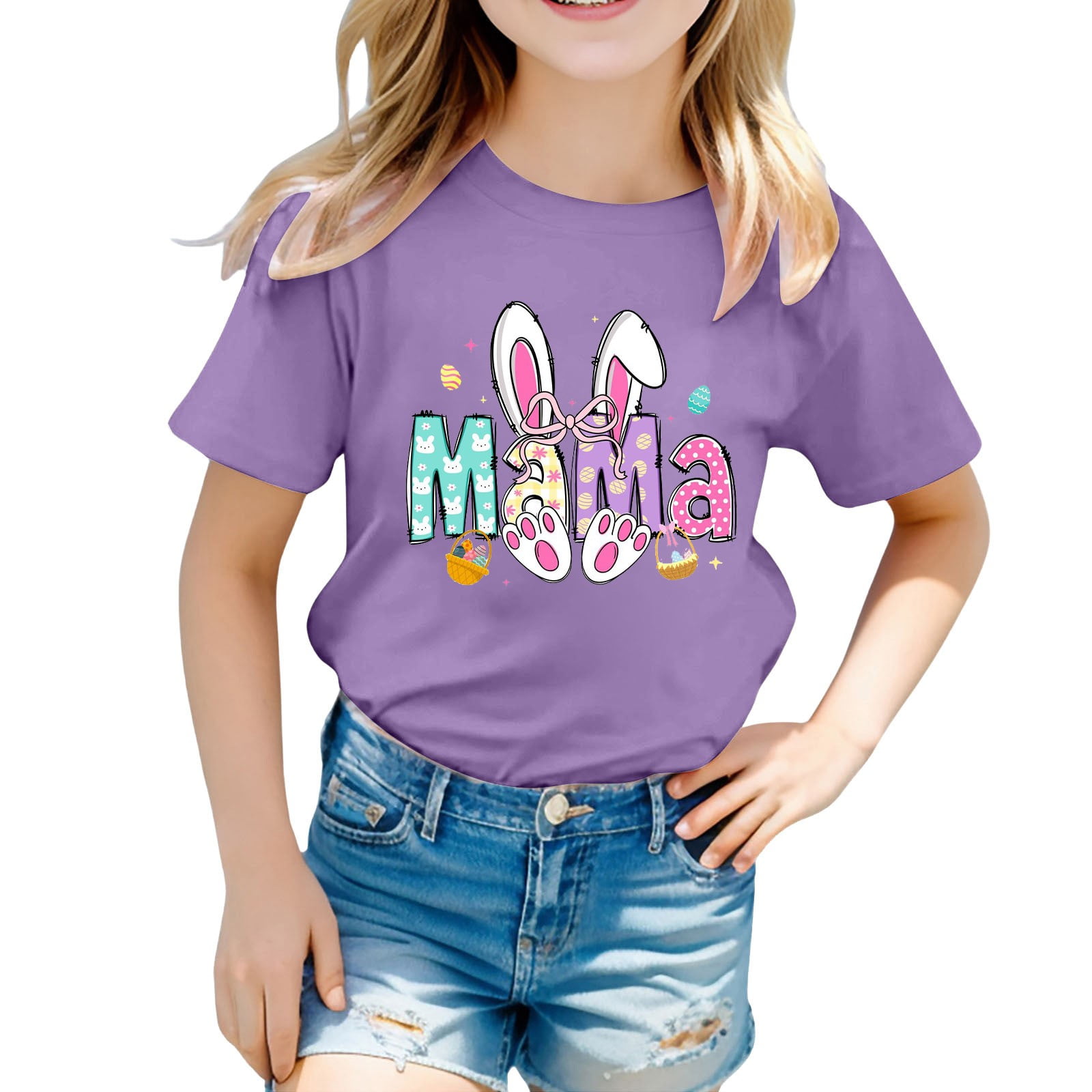 Hiijoy Toddler Girls Easter Tshirt Letter Print 3/4 Sleeve T-Shirt for ...