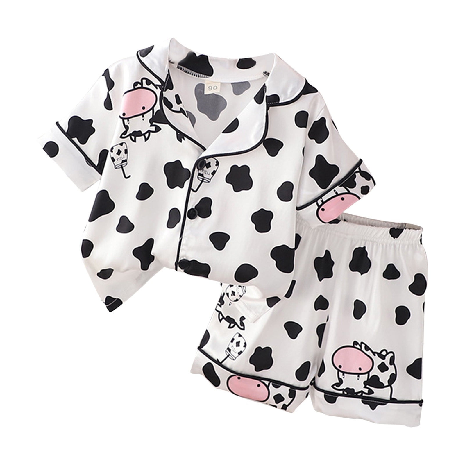 Hiijoy Toddler Girls Pajama Sets Cow Print Short Sleeved Button Tops ...