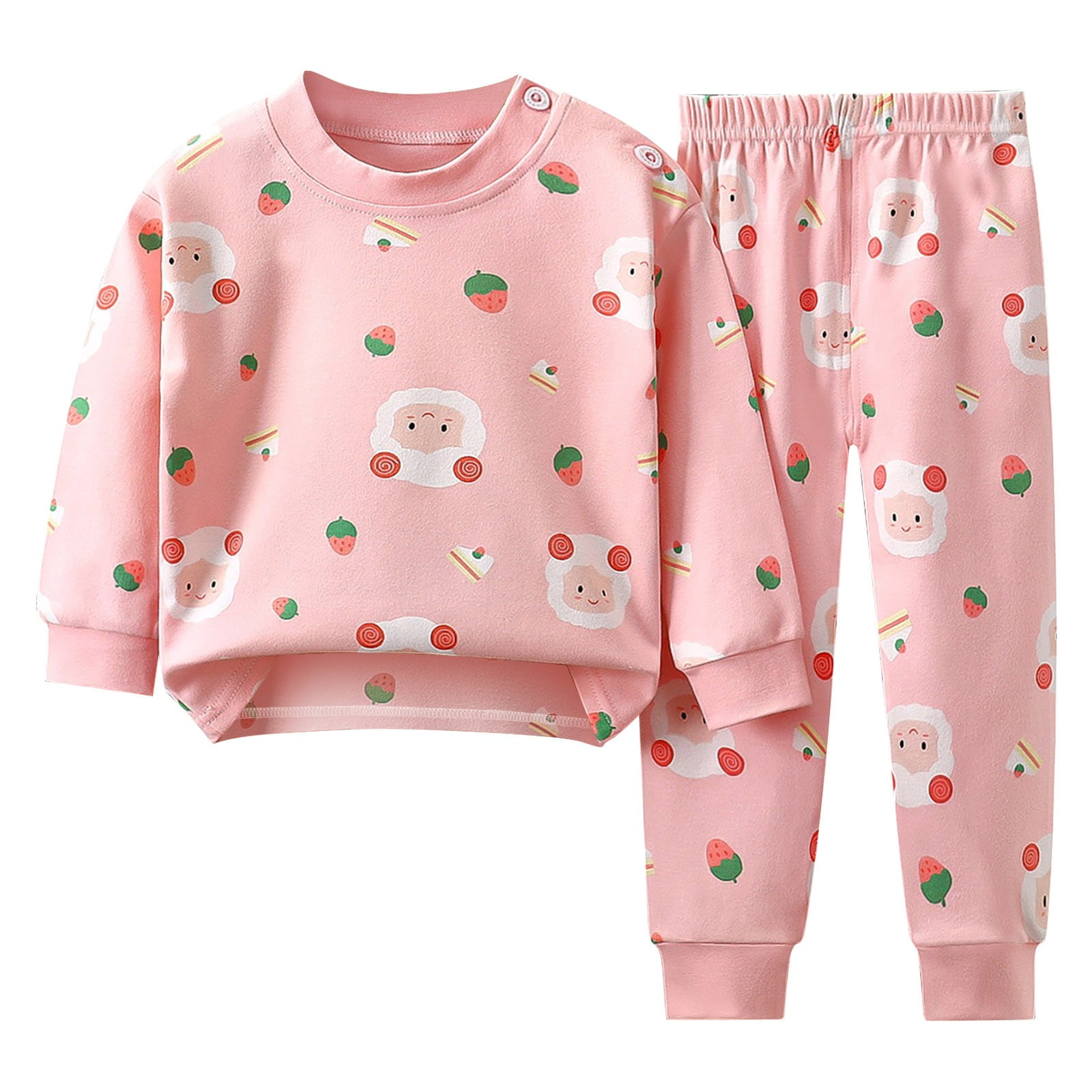 Hiijoy Toddler Girls Pajamas Cartoon Print Long Sleeved T Shirt Pants ...