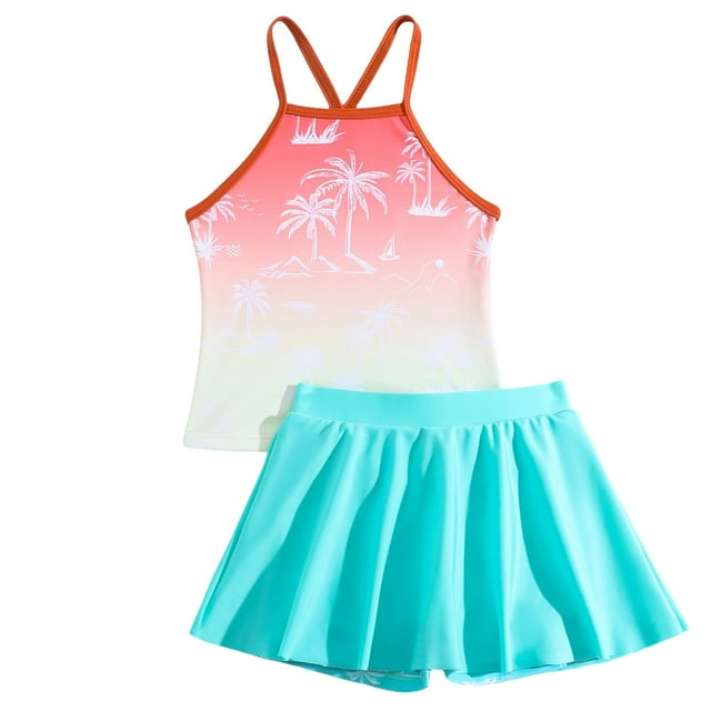 Hiijoy Toddler Girls Tankini Swimsuit UPF 50+ Camisole Top Skort ...