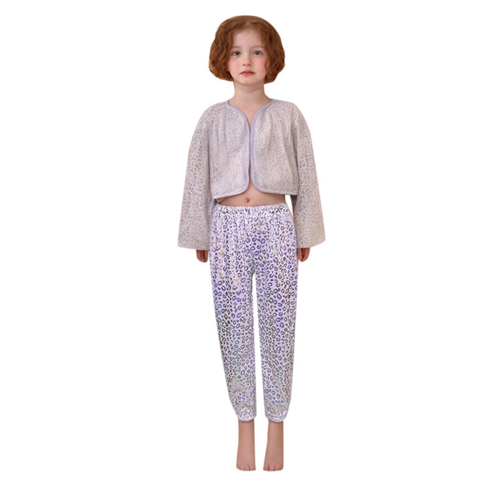 Hiijoy Tween Girls Sequin Leopard Jazz Pants Stage Performance Dance ...