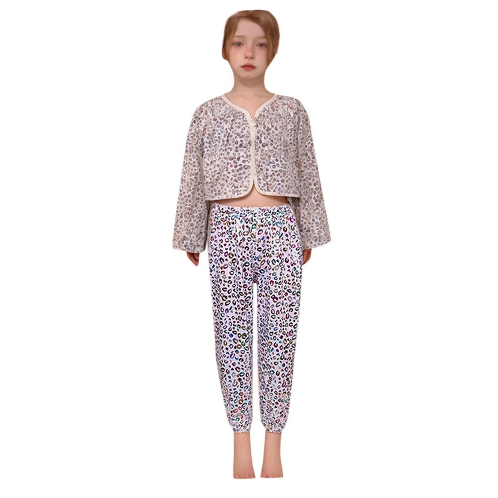 Hiijoy Tween Girls Sequin Leopard Jazz Pants Stage Performance Dance ...