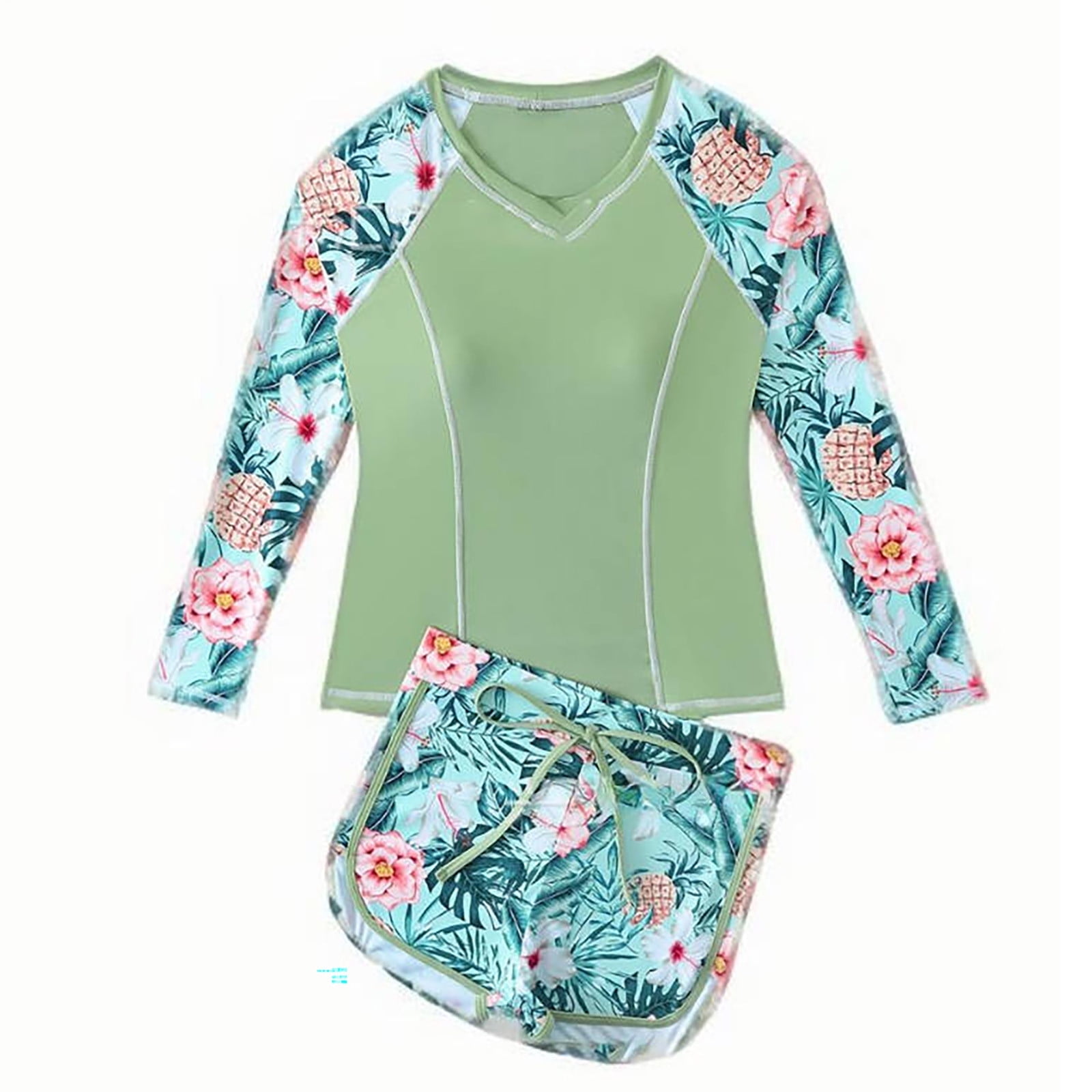 Hiijoy Tween Girls Surf Swimsuit Long Sleeves Rash Guard Athletic ...