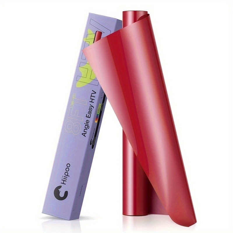 Hiipoo Heat Transfer Vinyl Roll, 12" x 8ft, Bright Red, HTV Vinyl Roll ...