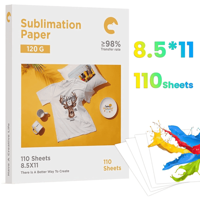 Hiipoo 8.5x11 inch Sublimation Paper, 110 Sheets, 120gsm, High Transfer Rate, White - Walmart.com