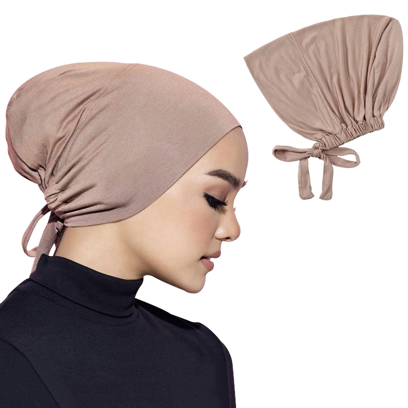 Hijab Undercap, Soft Elastic Adjustable Tying Hijab Caps Under Scarf ...
