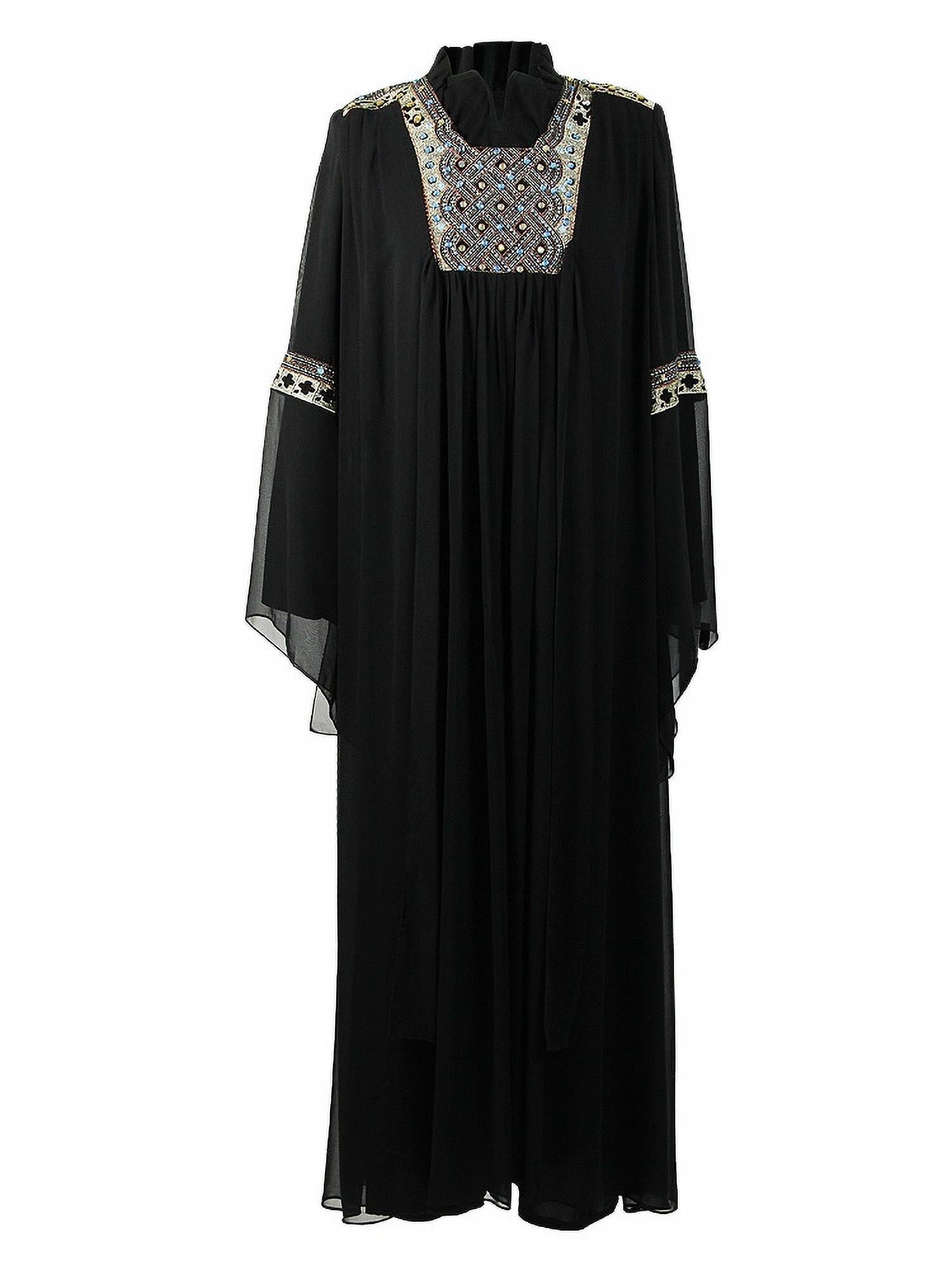 Hijaz Women's Gothic Style Crest and Shoulder Embroidery Black Abaya ...