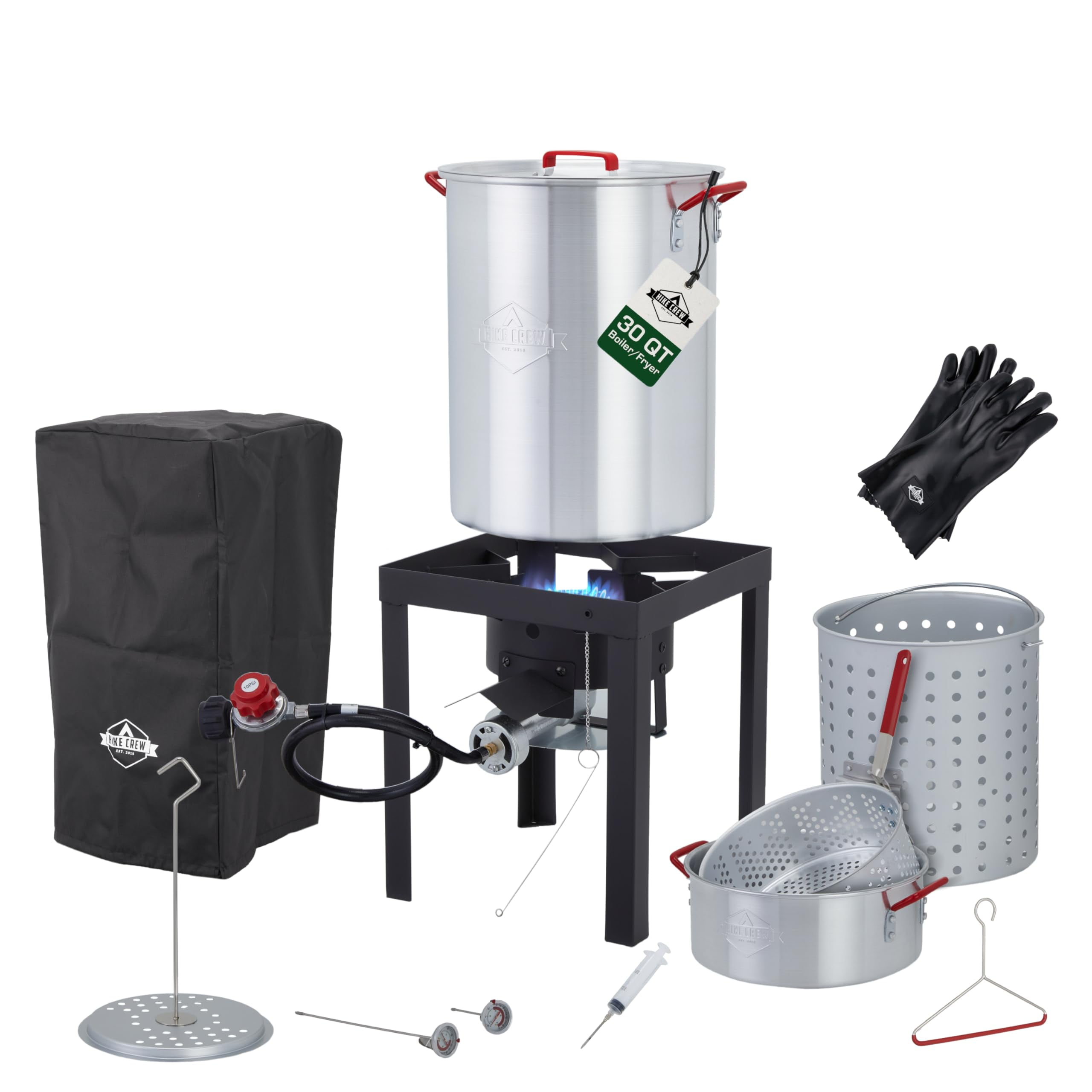 Hike Crew 14-Piece Outdoor Turkey Fryer Kit W/30Qt Boiler Pot, 10Qt ...