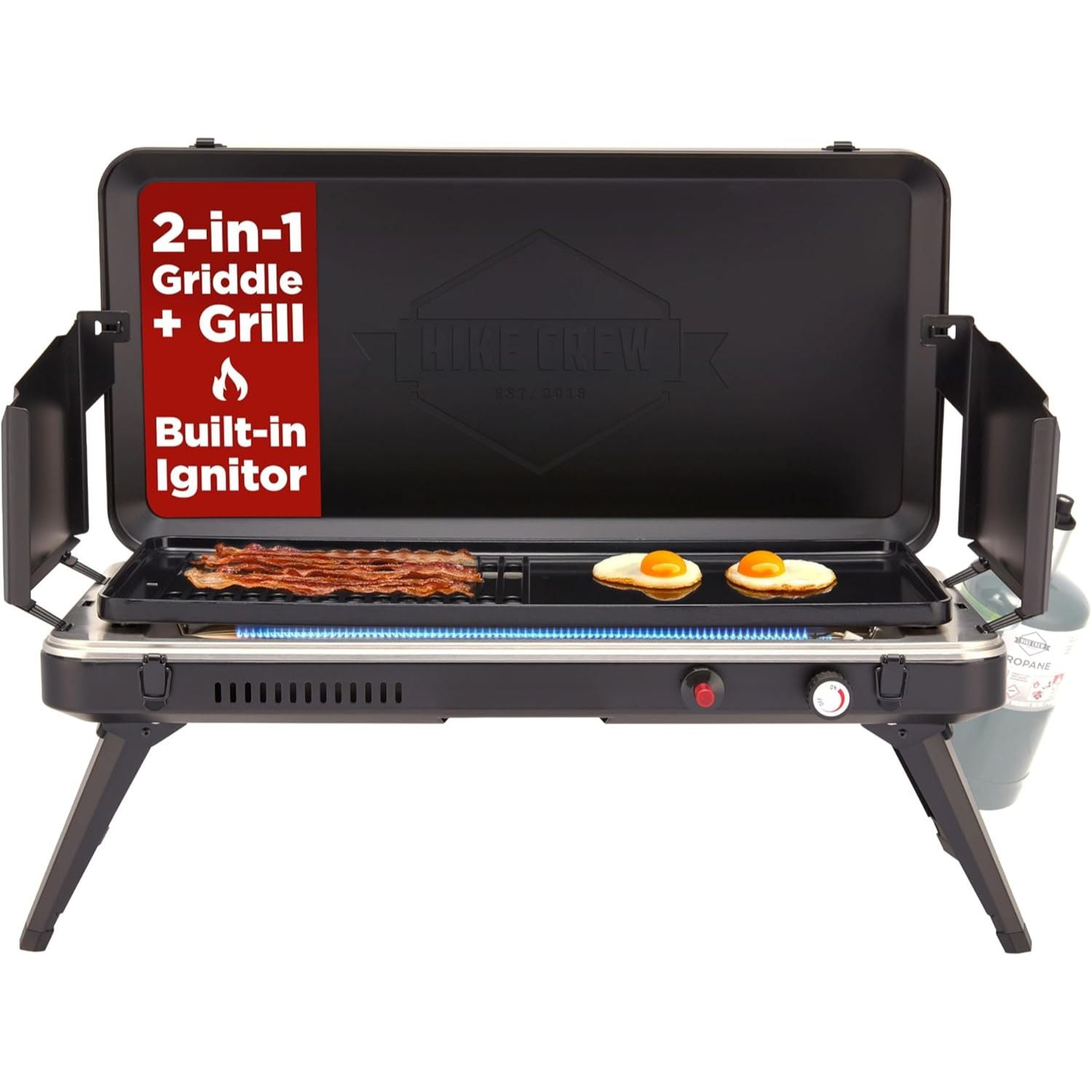 Hike Crew Gas Camping Grill & Griddle - 13,000 BTU Portable Propane ...