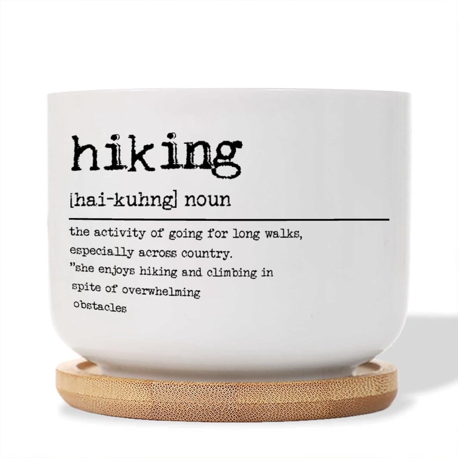 Hike Definition Planters Ceramic Lettering Saying Round Plant Pot With ...