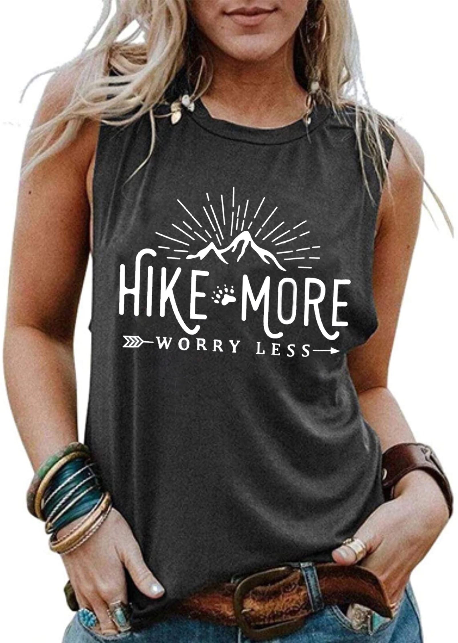 CAZYCHILD Women Summer Sleeveless Hiking Tank Tops, Camping Graphic ...