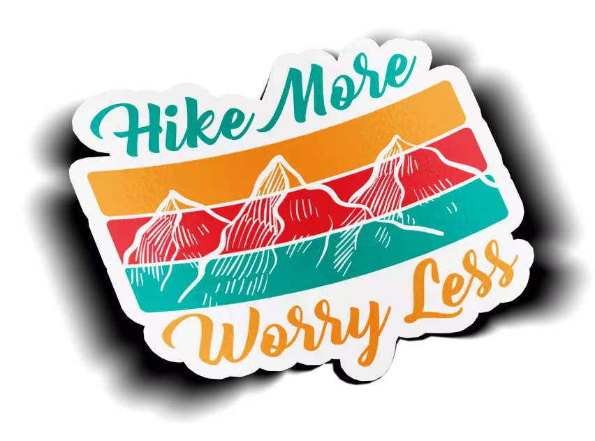 Hike More Worry Less Hiking Camping Sticker For Tumblers, Laptops Phone ...