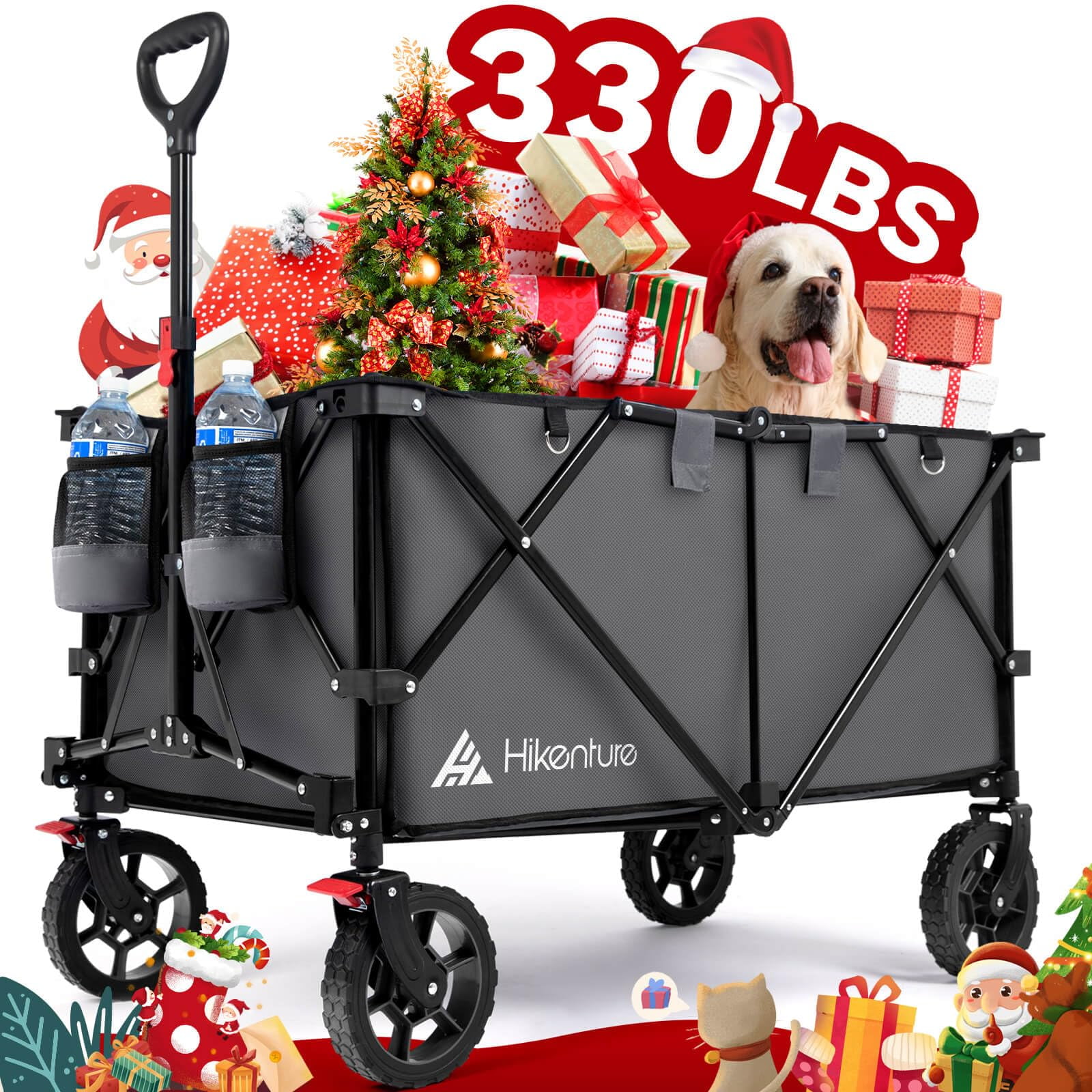 Hikenture Collapsible Wagon 330LBS Capacity, 200L Extra Large Wagons ...