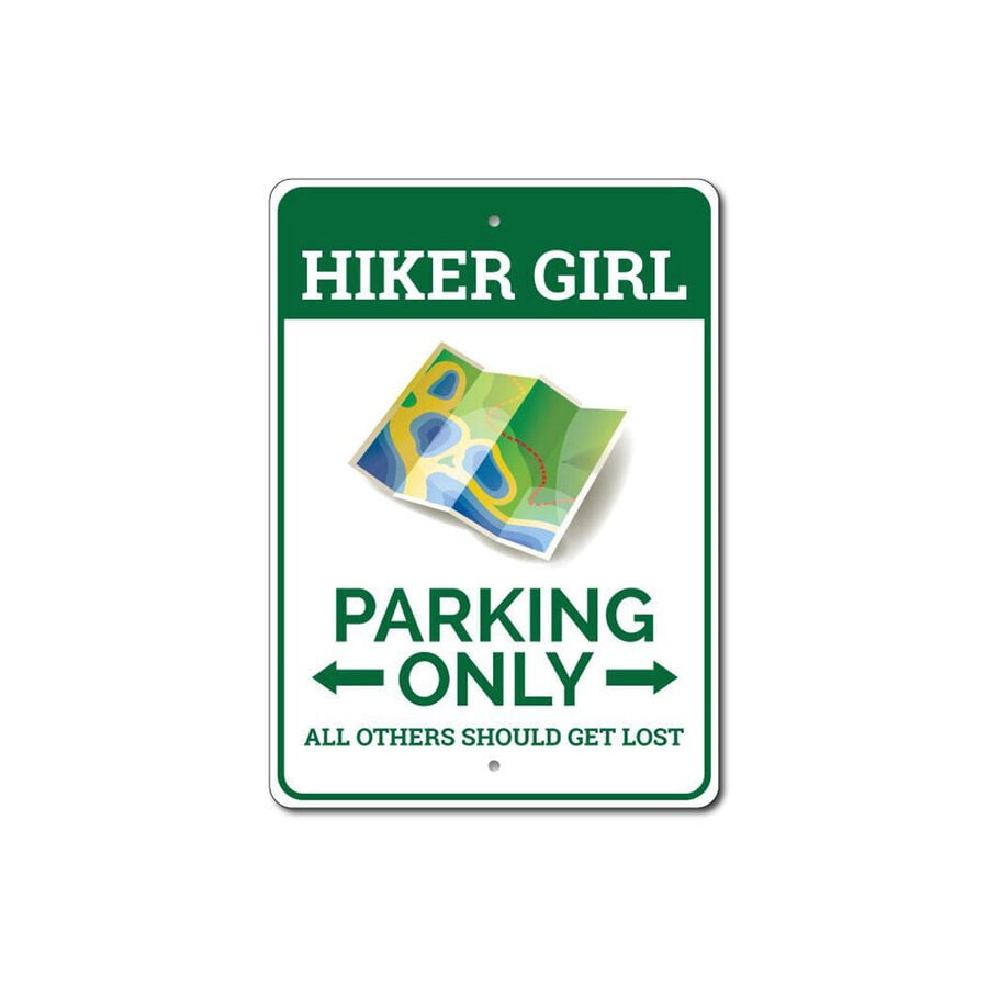 Hiker Girl Parking Sign Hiker Sign Hiker Decor Hiking Metal Decor Size ...