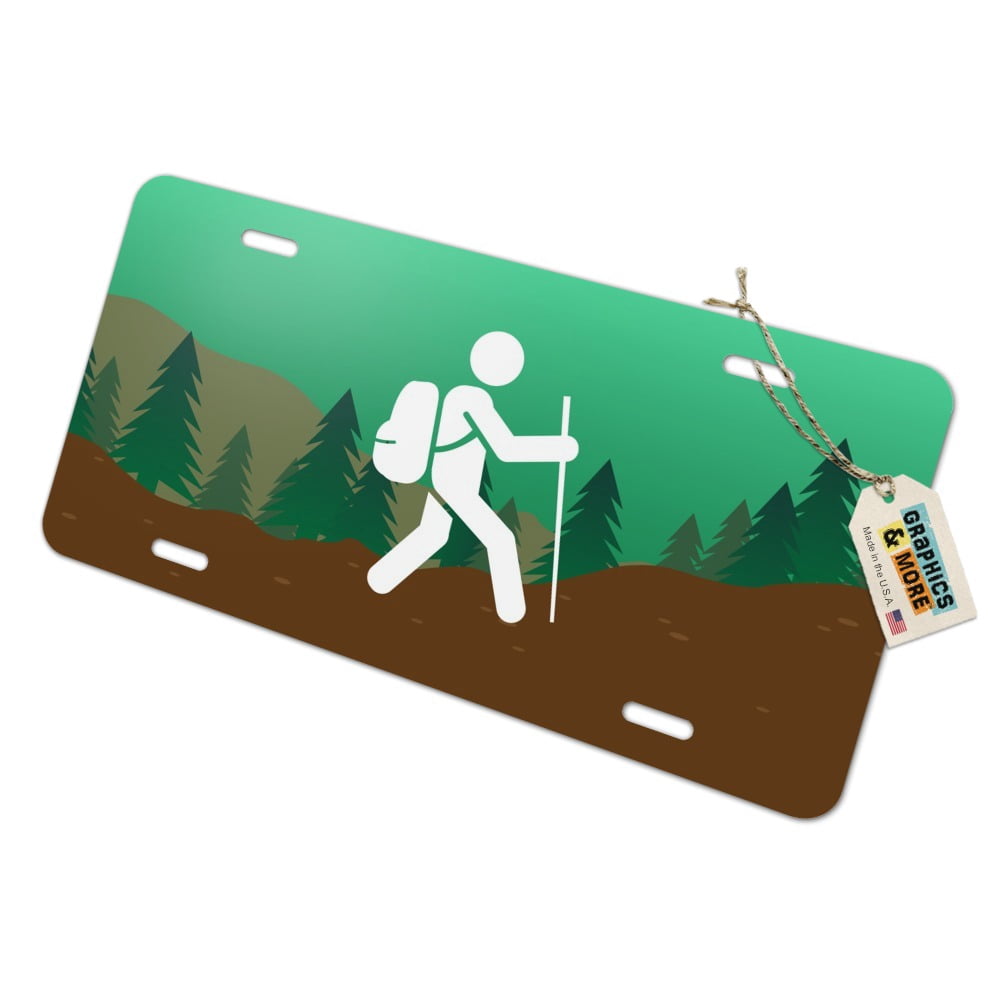 Hiker Hiking Symbol Mountain Nature Novelty Metal Vanity Tag License ...