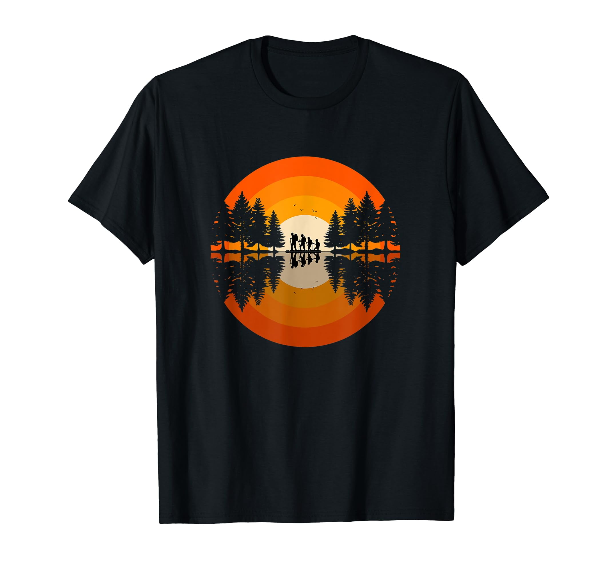 Hiker Trails Nature Trekking Forest Sunset - Outdoor Hiking Crew Neck ...
