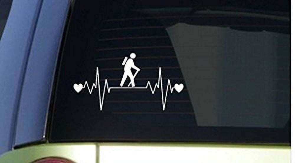 Hiker heartbeat lifeline *I222* 8" wide Sticker decal hking camping ...