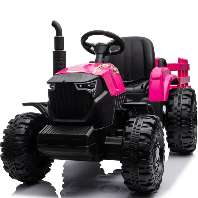 Hikiddo 24V Electric Ride-On Tractor for Kids with Trailer, Remote ...