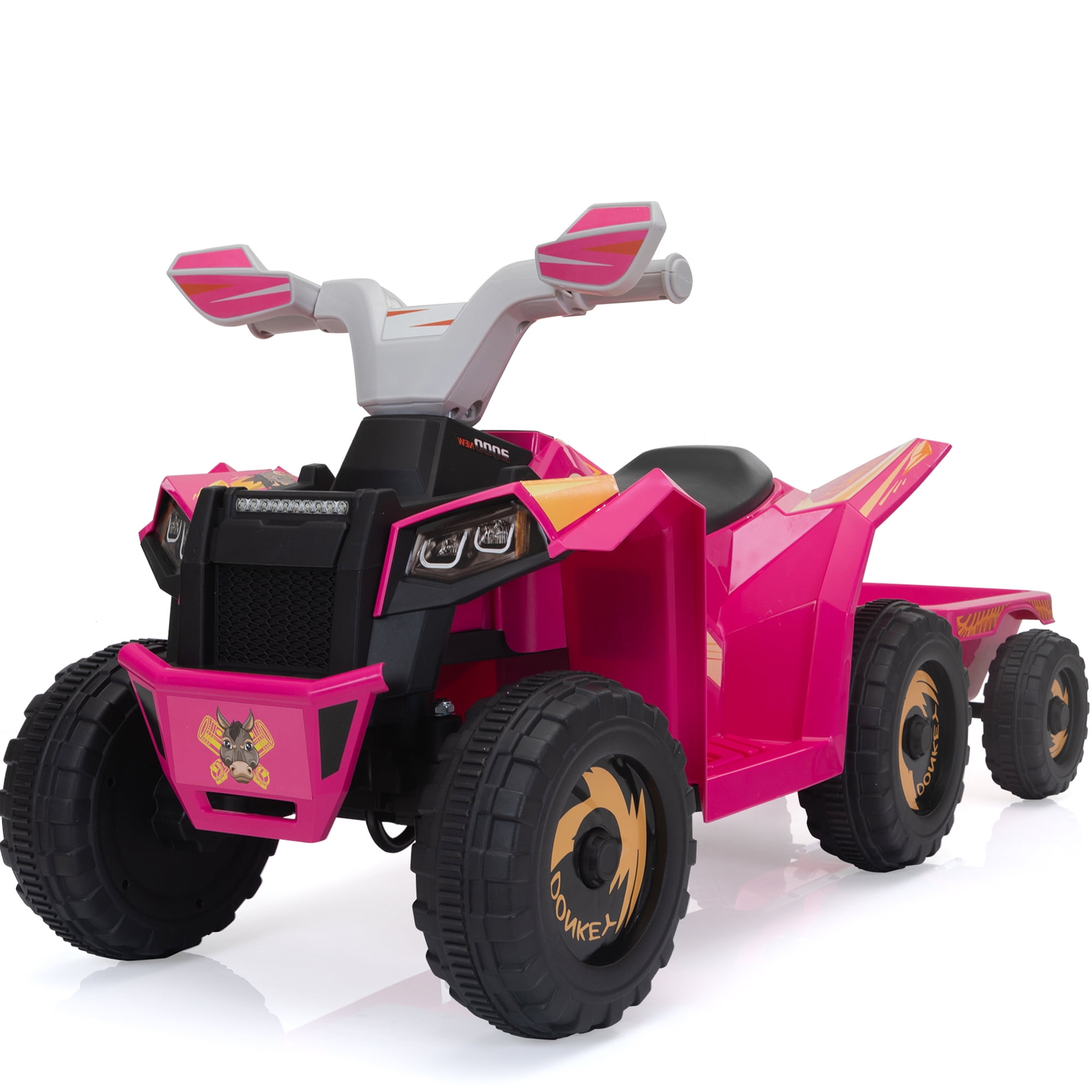Hikiddo 6V Battery Powered Ride On ATV with Trailer, Kids Electric 4 ...