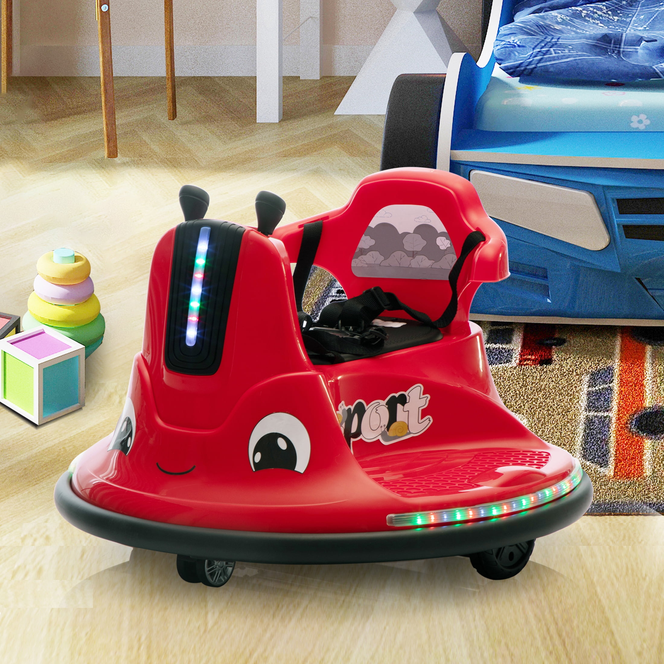 Hikids 12V Kids Ride on Electric Bumper Car with Remote Control, Music ...