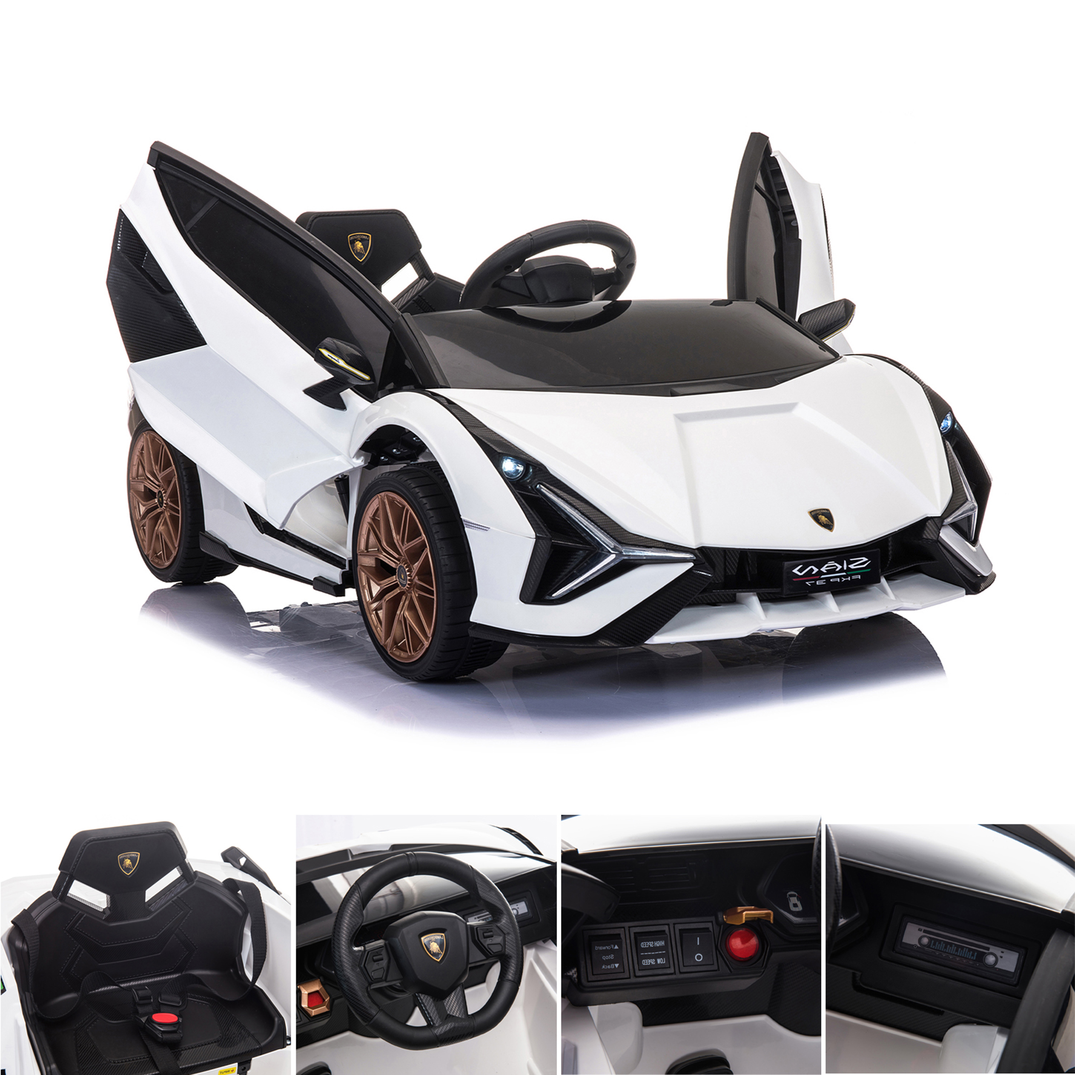 Hikids Kids 12V Electric Ride On Licensed Lamborghini Sian Roadster ...