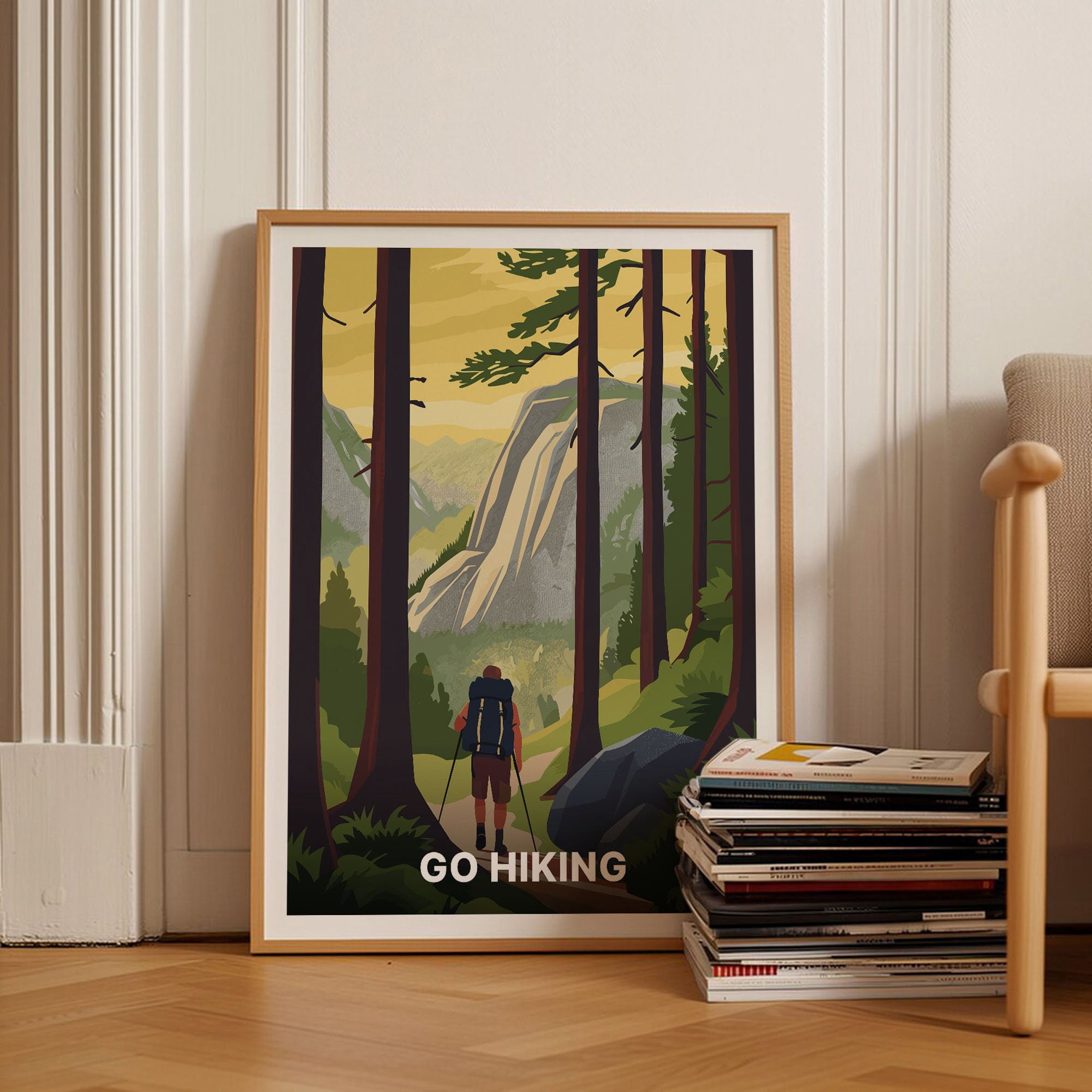 Hiking Adventure Poster Vintageinspired Mountain & Nature Wall Art ...