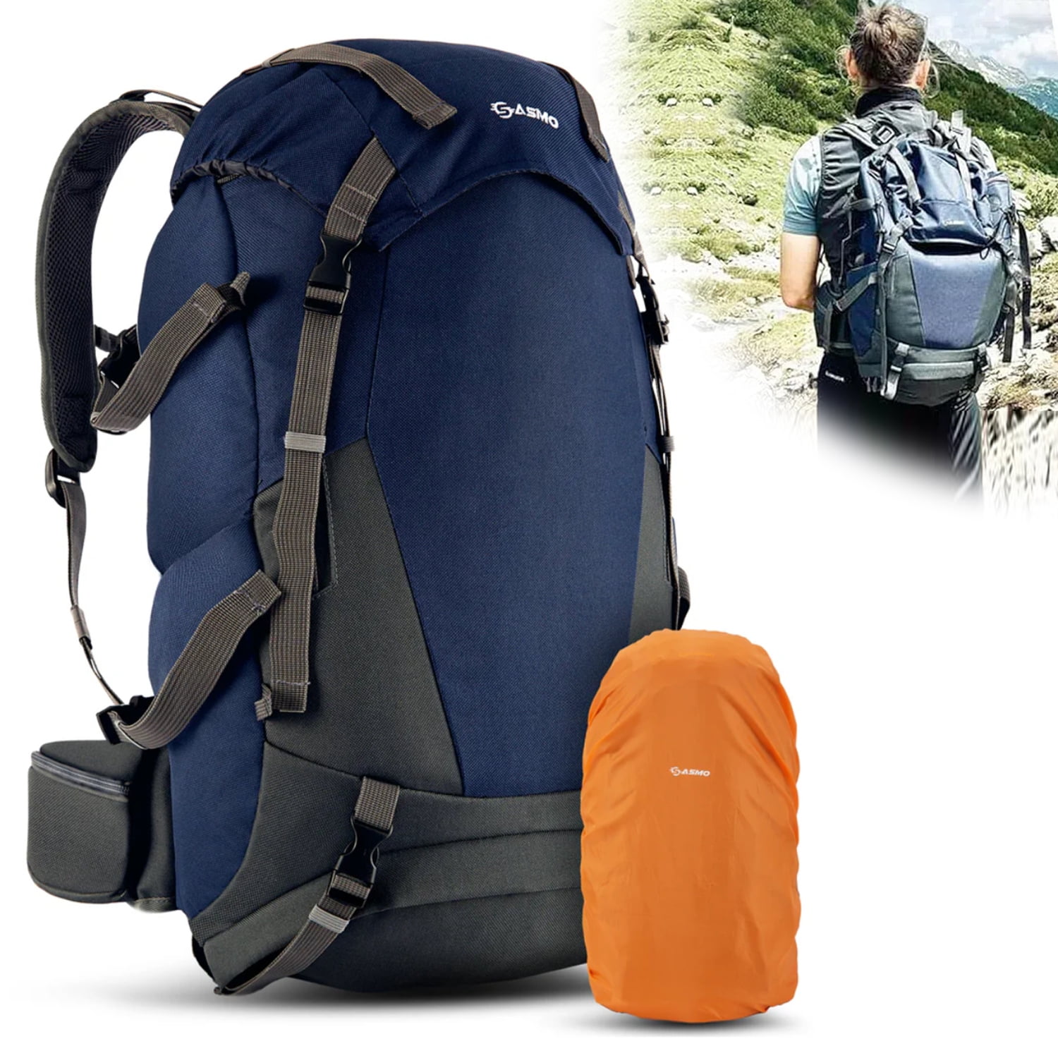 Teblint Hiking Backpack 45L with Rain Cover, Travel Backpack for Women ...