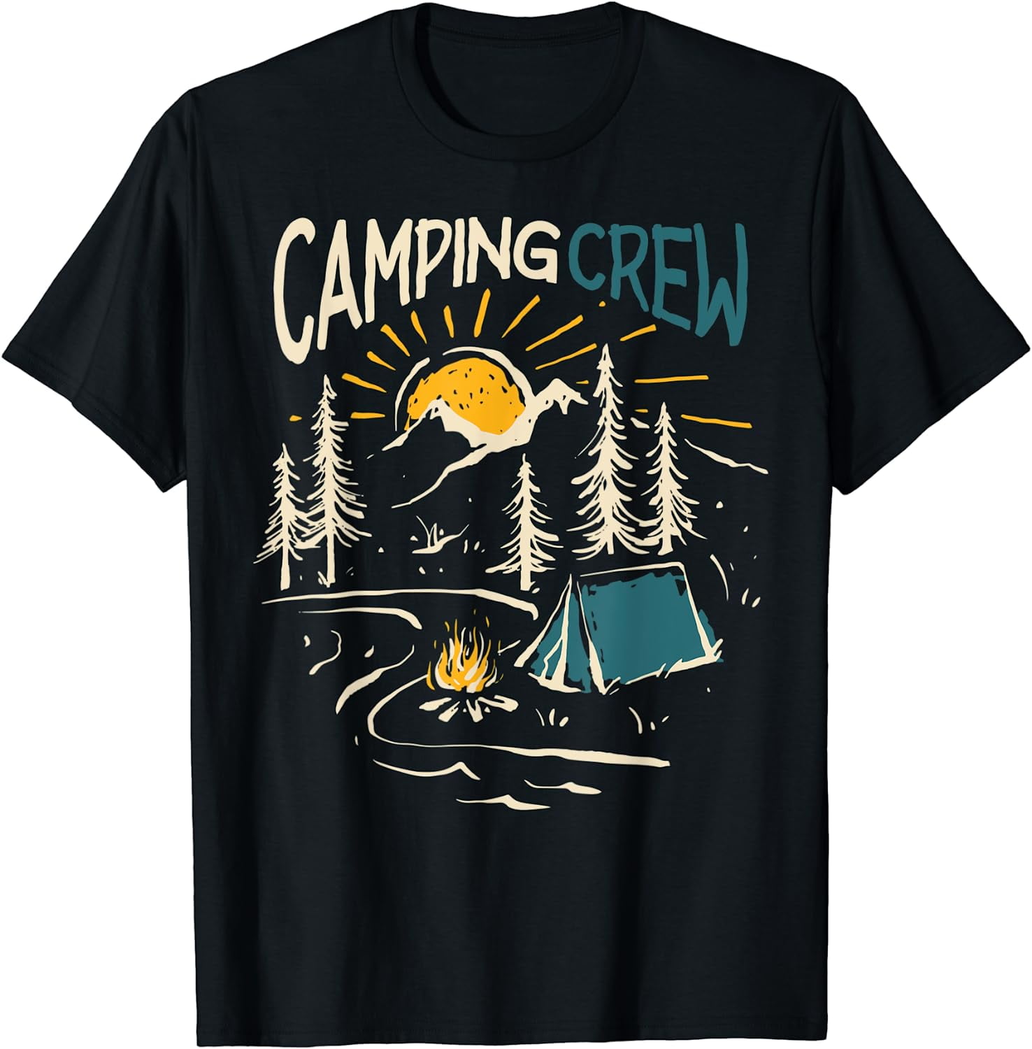 Hiking Camp Matching Campfire Summer Vacation Camping Crew T-Shirt ...