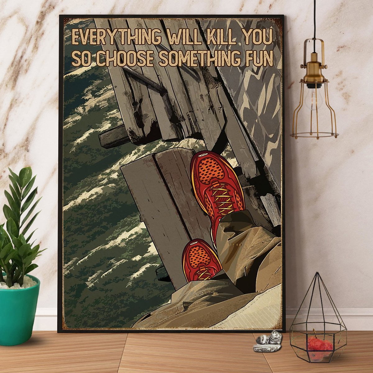 Hiking Choose Something Fun Dangerous Height Vintage Vertical Paper ...