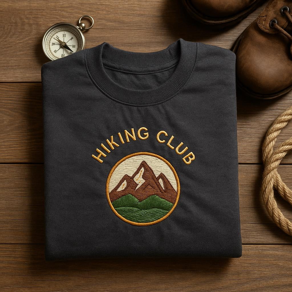Hiking Club Embroidered Hoodie, Mountain Patch Sweatshirt, Outdoor ...