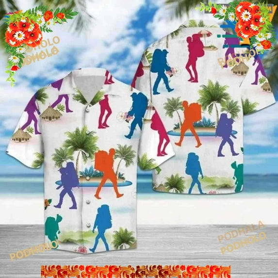Hiking Lover Tropical Summer Hawaiian Shirt - Walmart.com