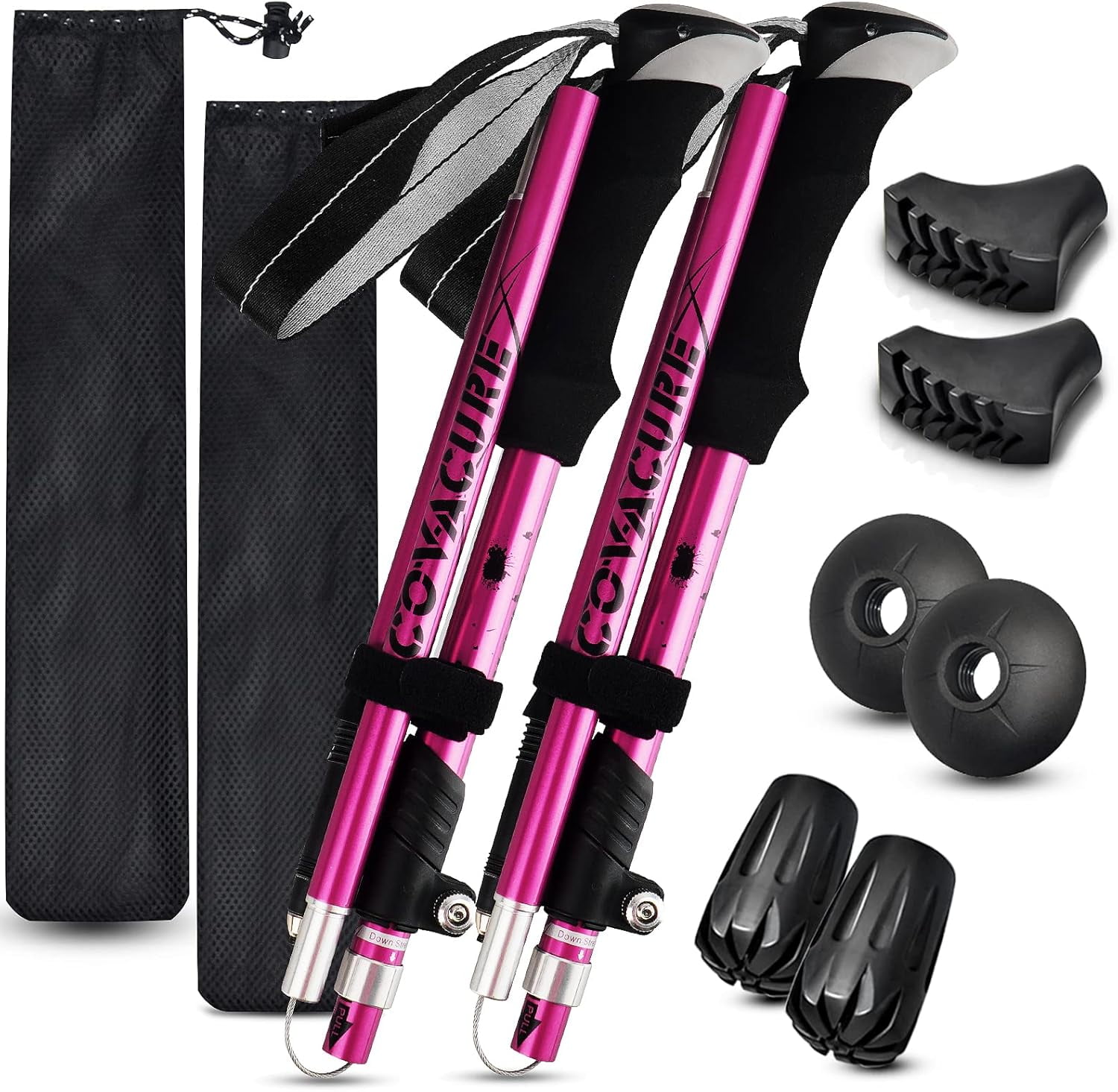 Hiking Poles Collapsible Trekking Poles - Aluminum Alloy 7075 Walking ...