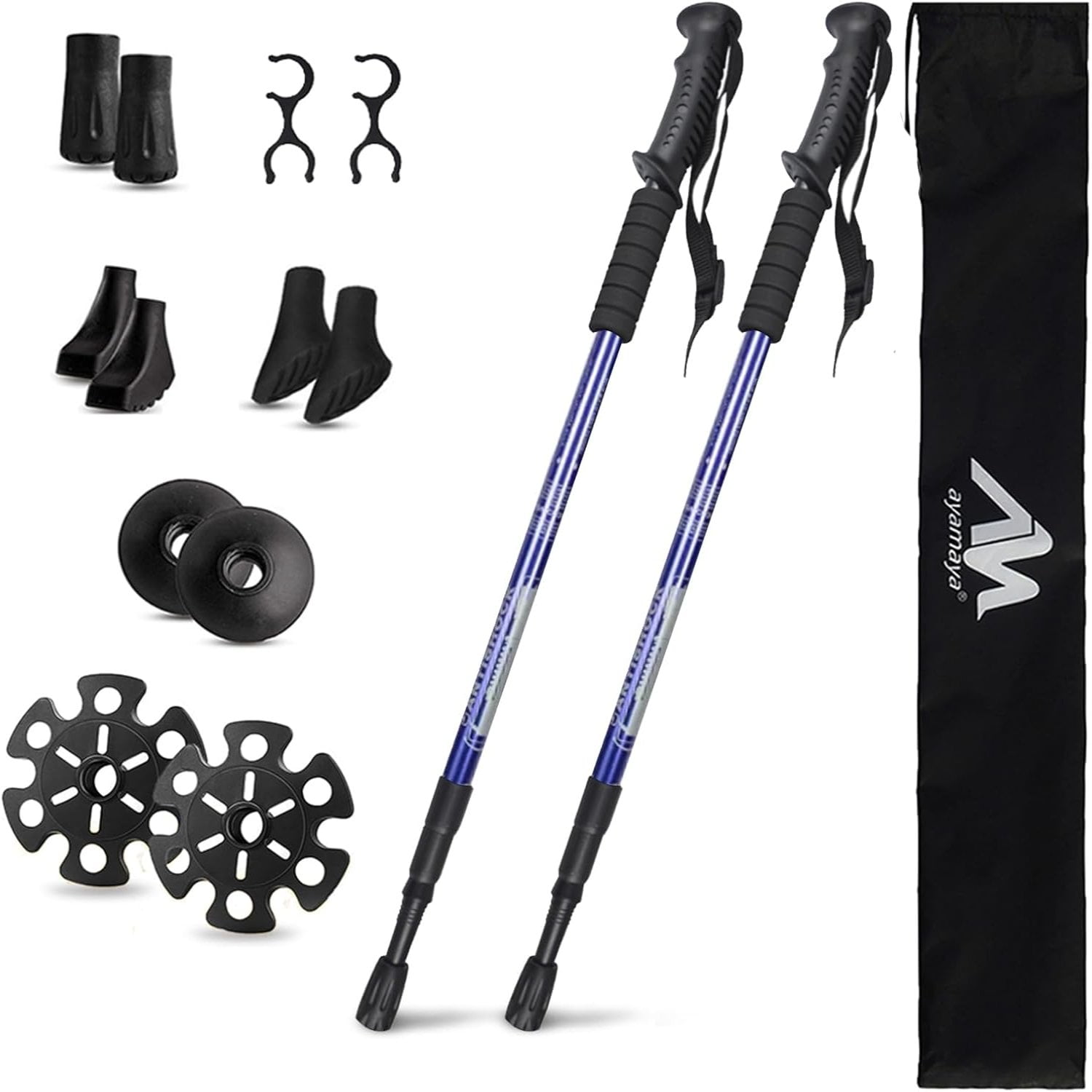 Hiking Poles - Telescopic Collapsible Trekking Poles with Quick Twist ...